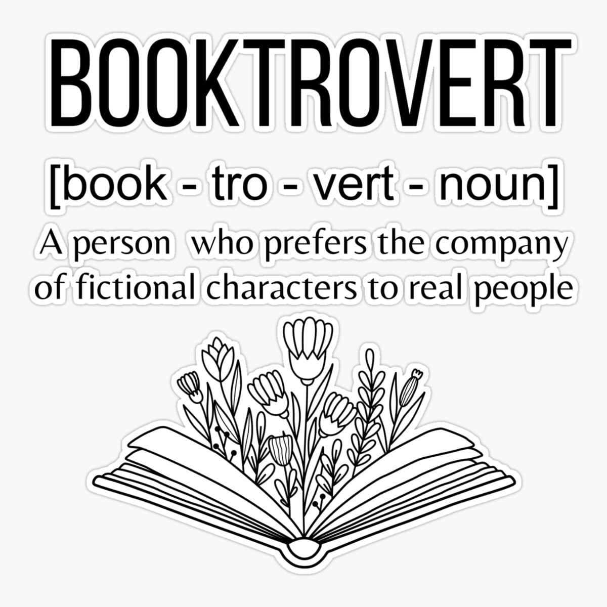 Maneki Booktrovert Deinition Sticker, Phone Decal Water Bottle Stickers ...