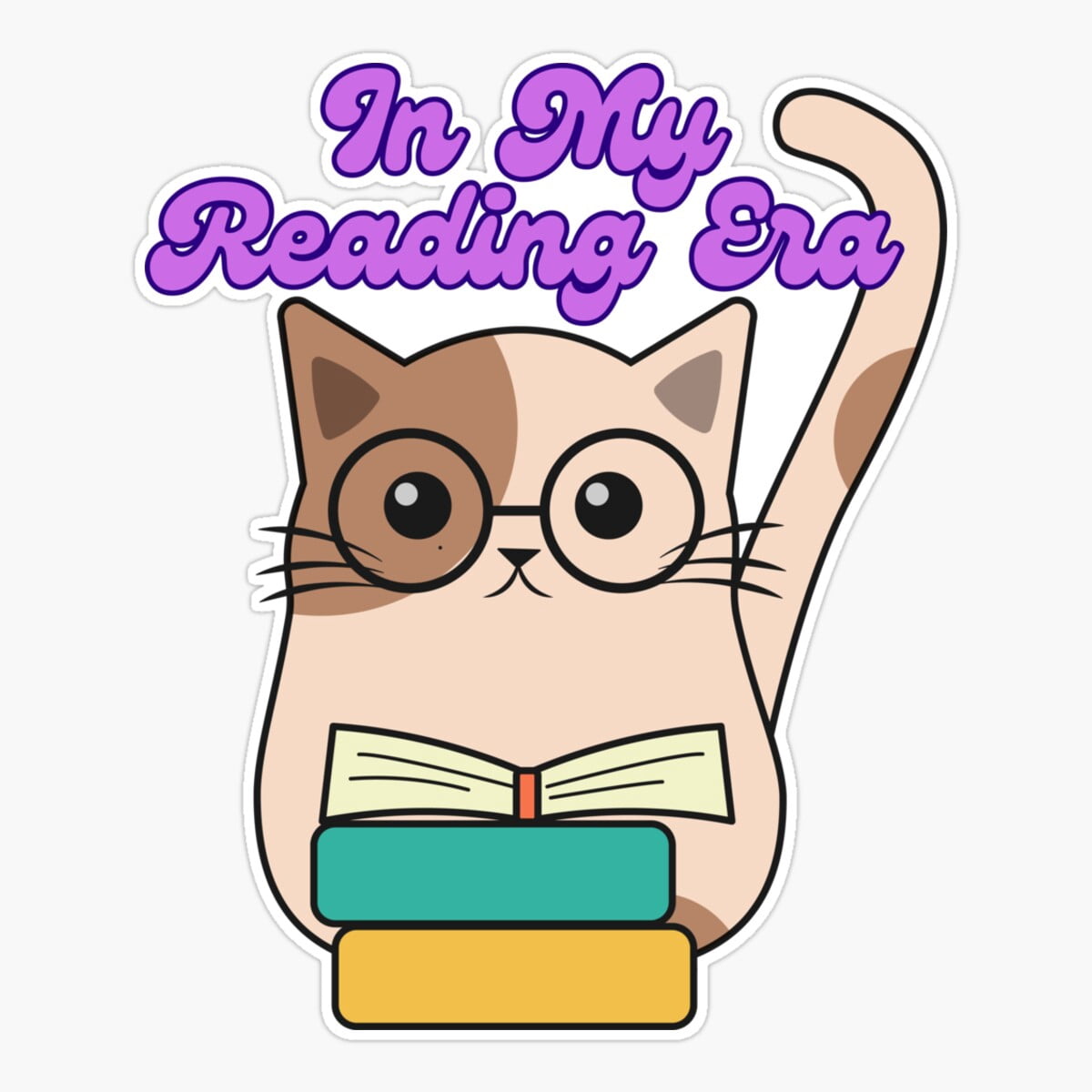 Maneki Bookworm Cat Reading Book: In My Reading Era Sticker, Phone ...