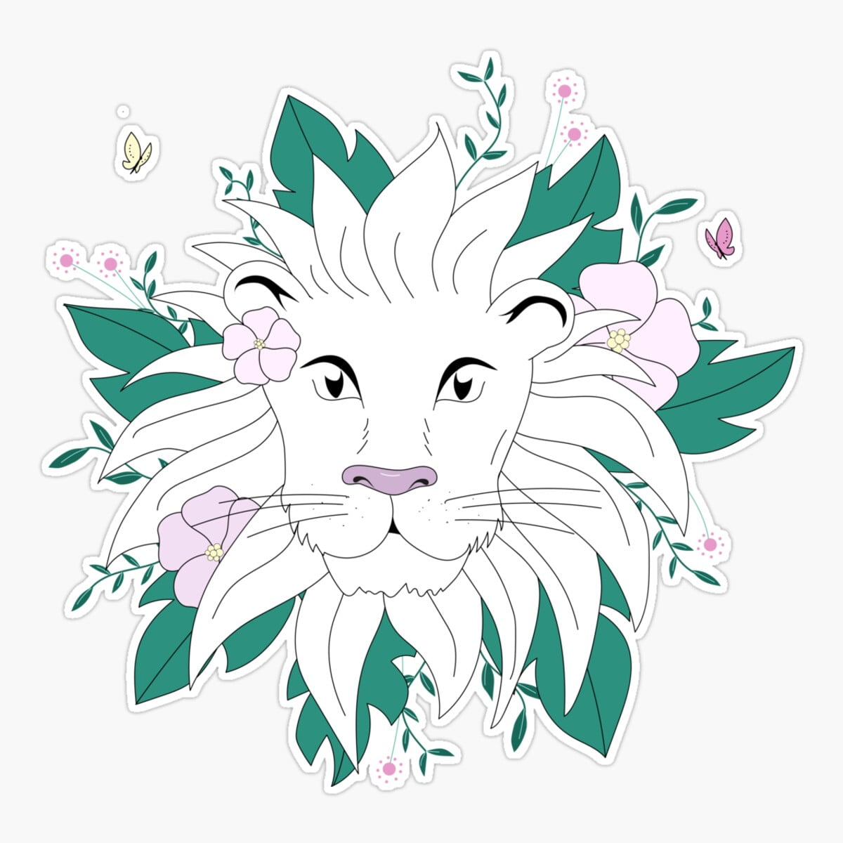 Maneki Botanical Lion Er, Phone Decal Water Bottle Stickers Car Decals ...