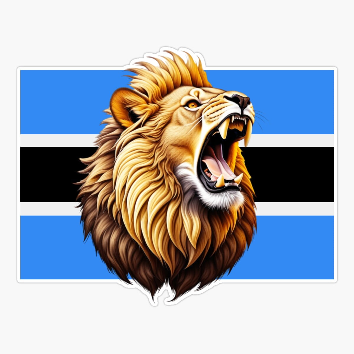 Maneki Botswana Flag And Lion Er, Phone Decal Water Bottle Stickers Car ...