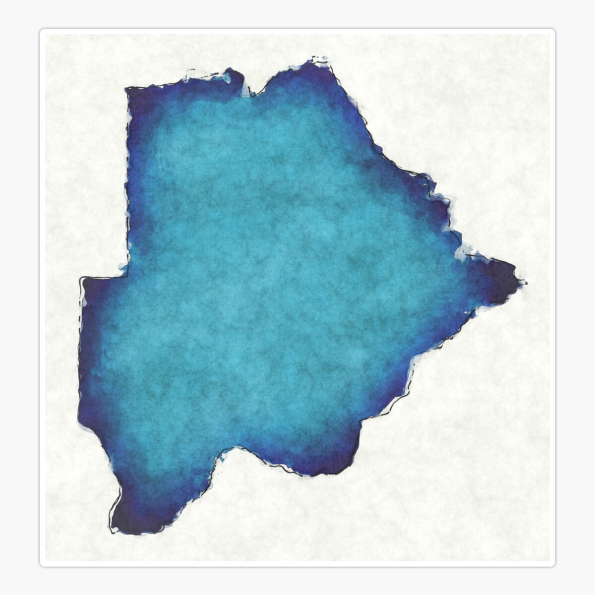 Maneki Botswana Map With Drawn Lines And Blue Watercolor Illustration ...