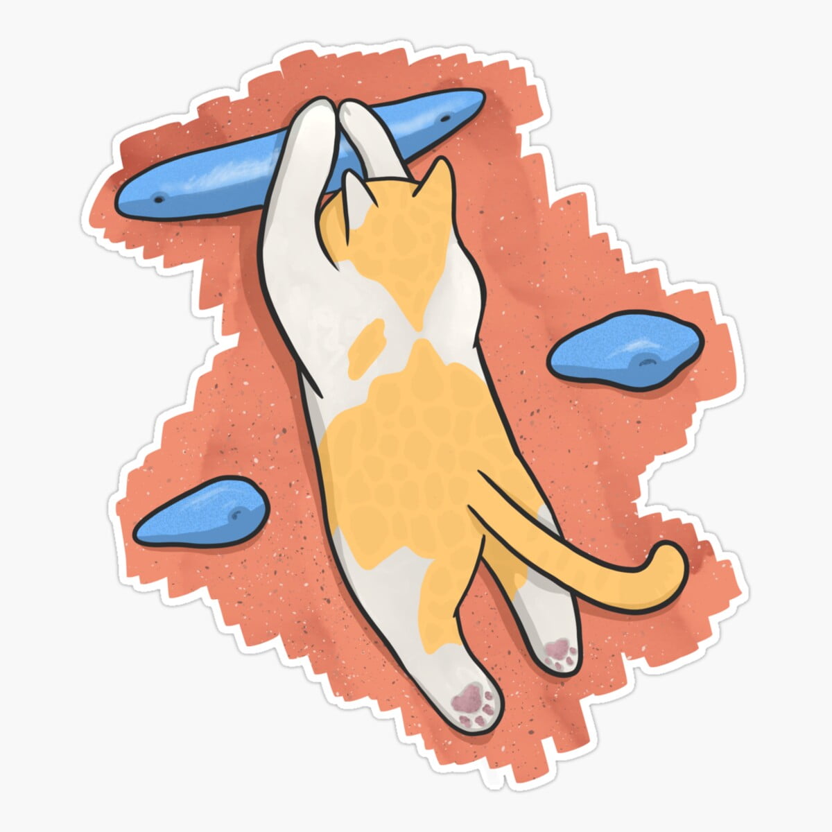 Maneki Bouldering Cat Jumping Sticker, Phone Decal Water Bottle ...