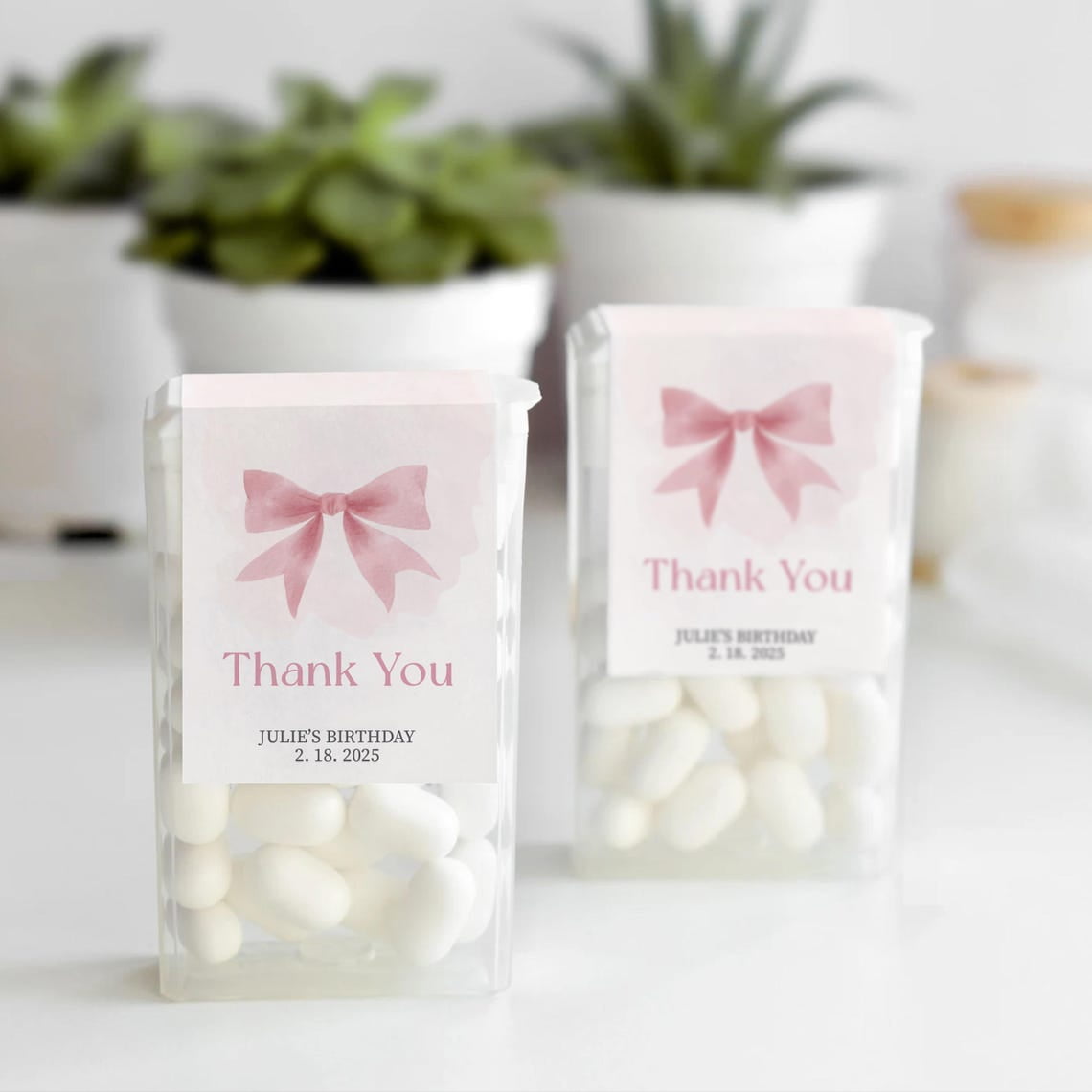 Maneki Bow Birthday Party Favor Labels For Mints, Coquette Birthday ...