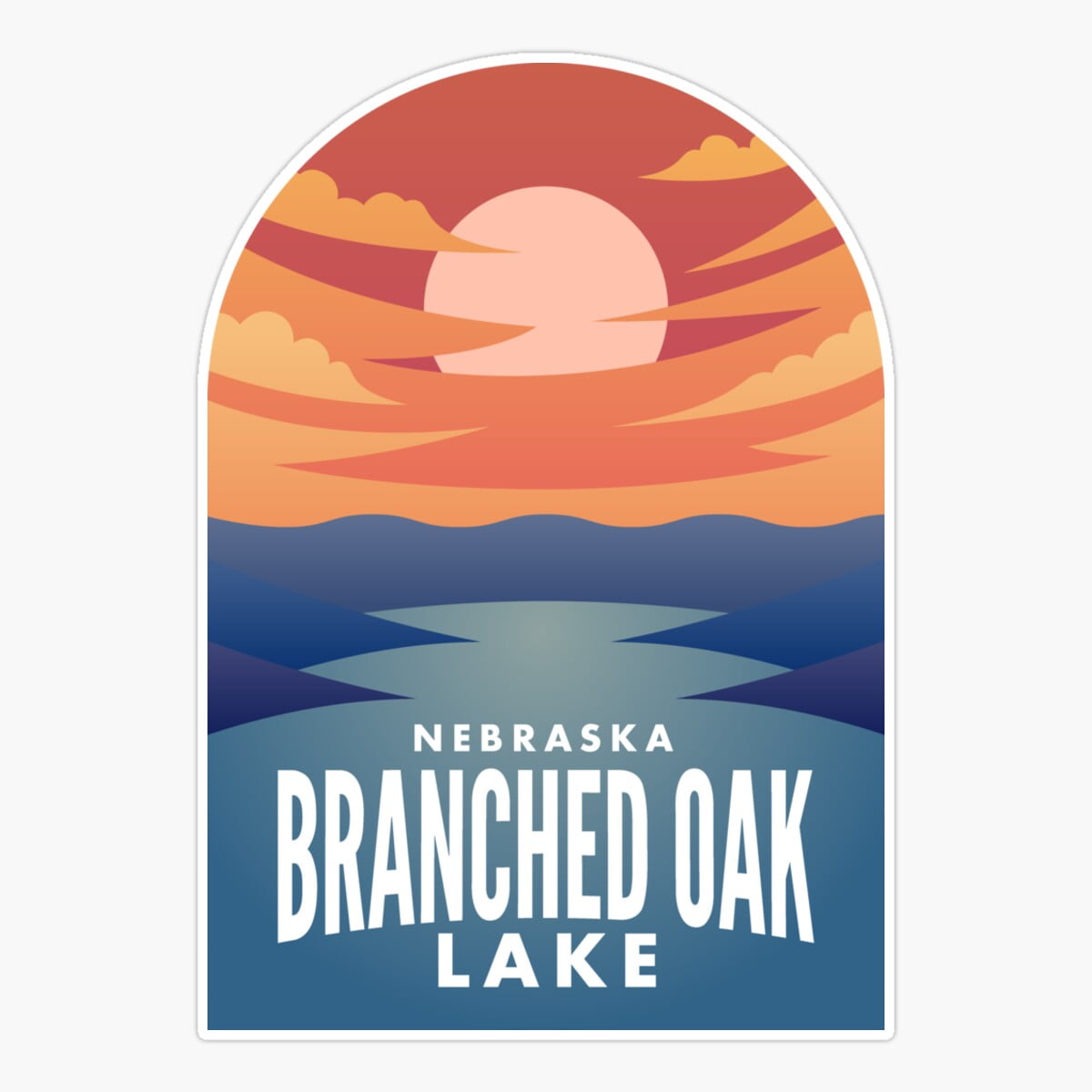 Maneki Branched Oak Lake Nb Retro Sunset Er, Phone Decal Water Bottle ...