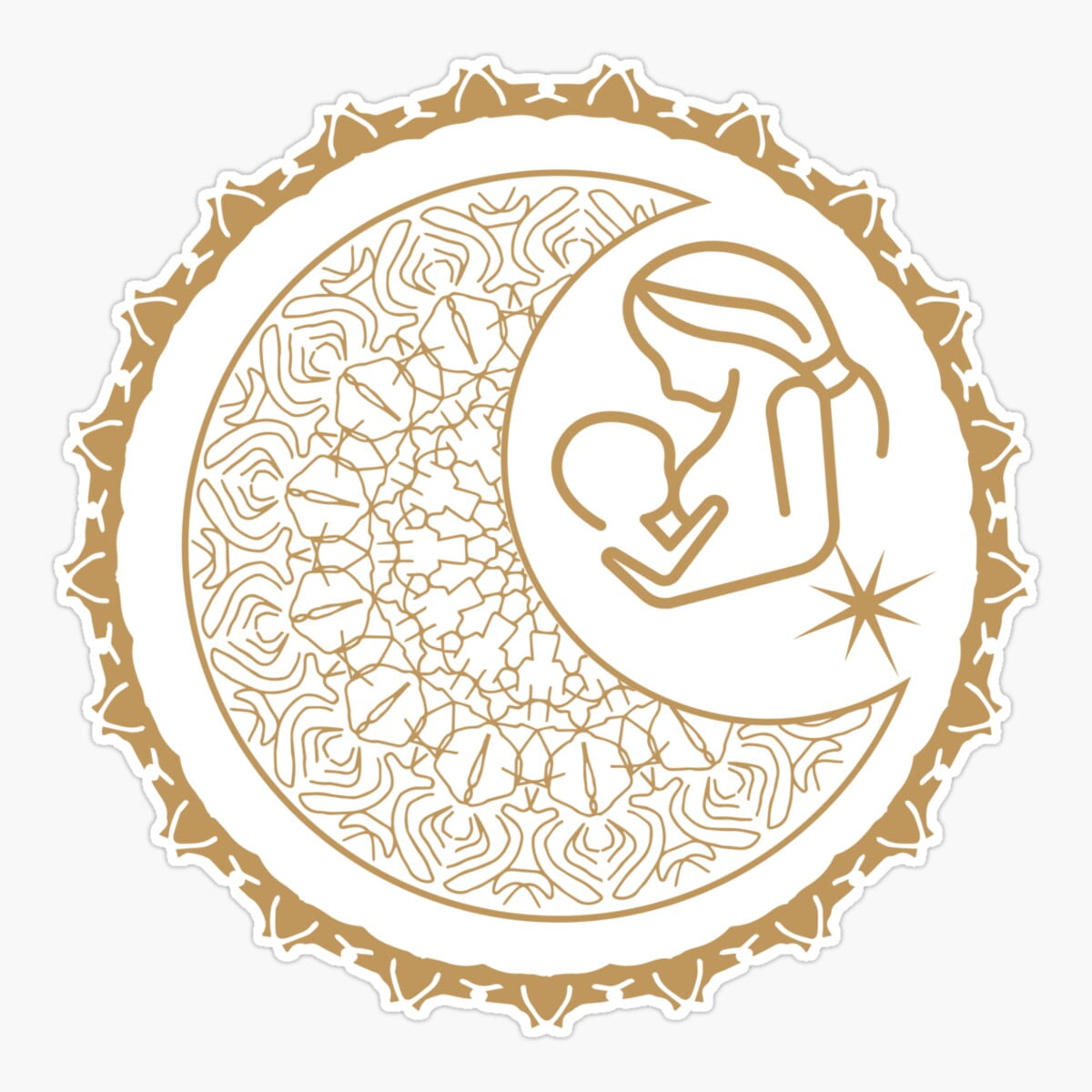 Maneki Breastfeeding Mom With Baby With Moon And Stars Er, Phone Decal ...