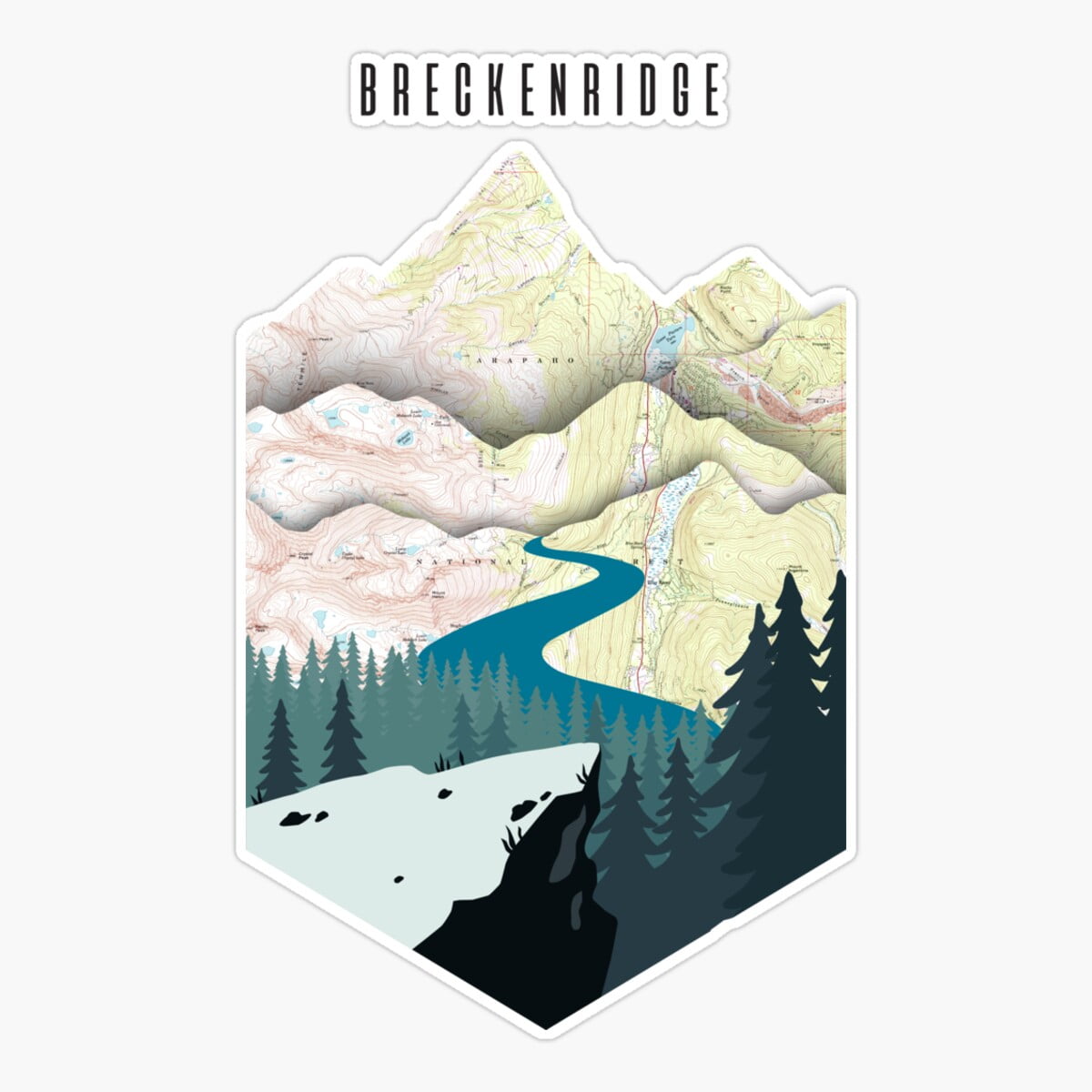 Maneki Breckenridge Colorado 1970 Topo Map Color Sticker, Phone Decal ...