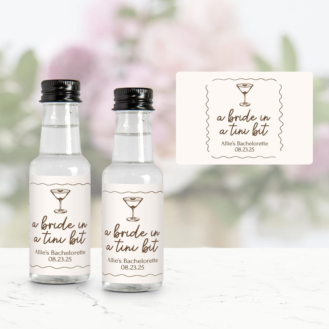 Maneki A Bride In A Tini Bit, Mini Liquor Bottle Labels, Espresso ...