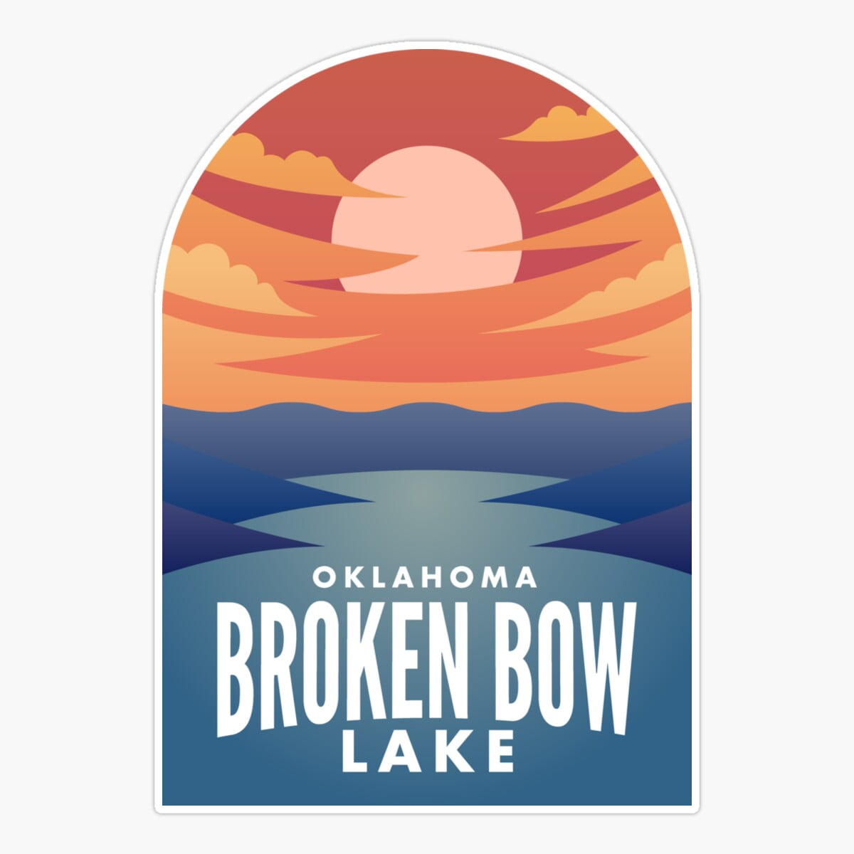 Maneki Broken Bow Lake Ok Retro Sunset Er, Phone Decal Water Bottle ...