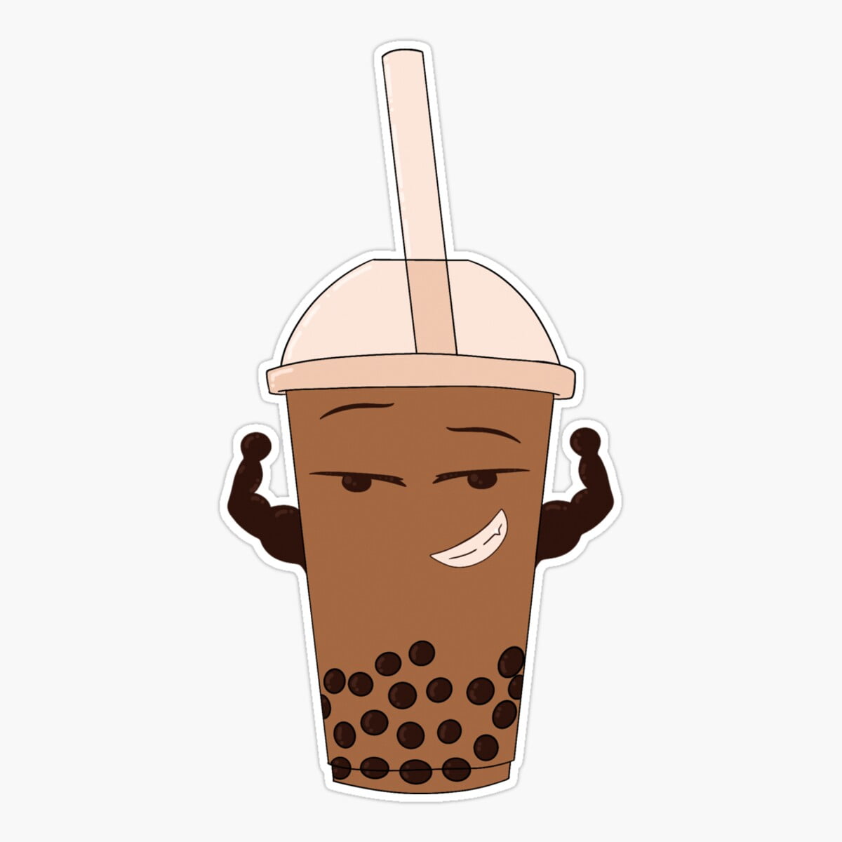 Maneki Brown Boba Bubble Tea Strong Boba Dude Er, Phone Decal Water ...