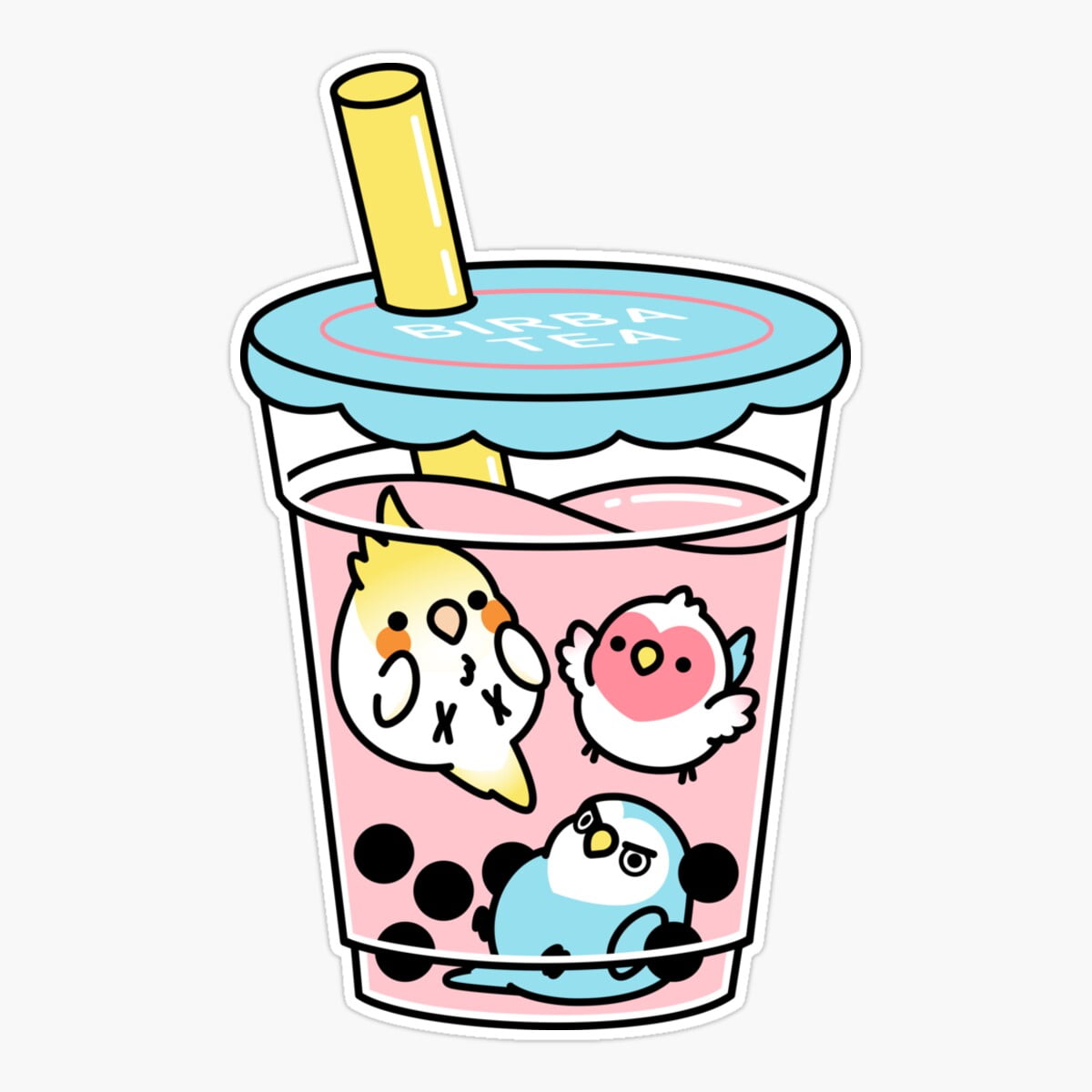 Maneki Bubble Boba Tea, Cody The Lovebird And Friends Er, Phone Decal ...