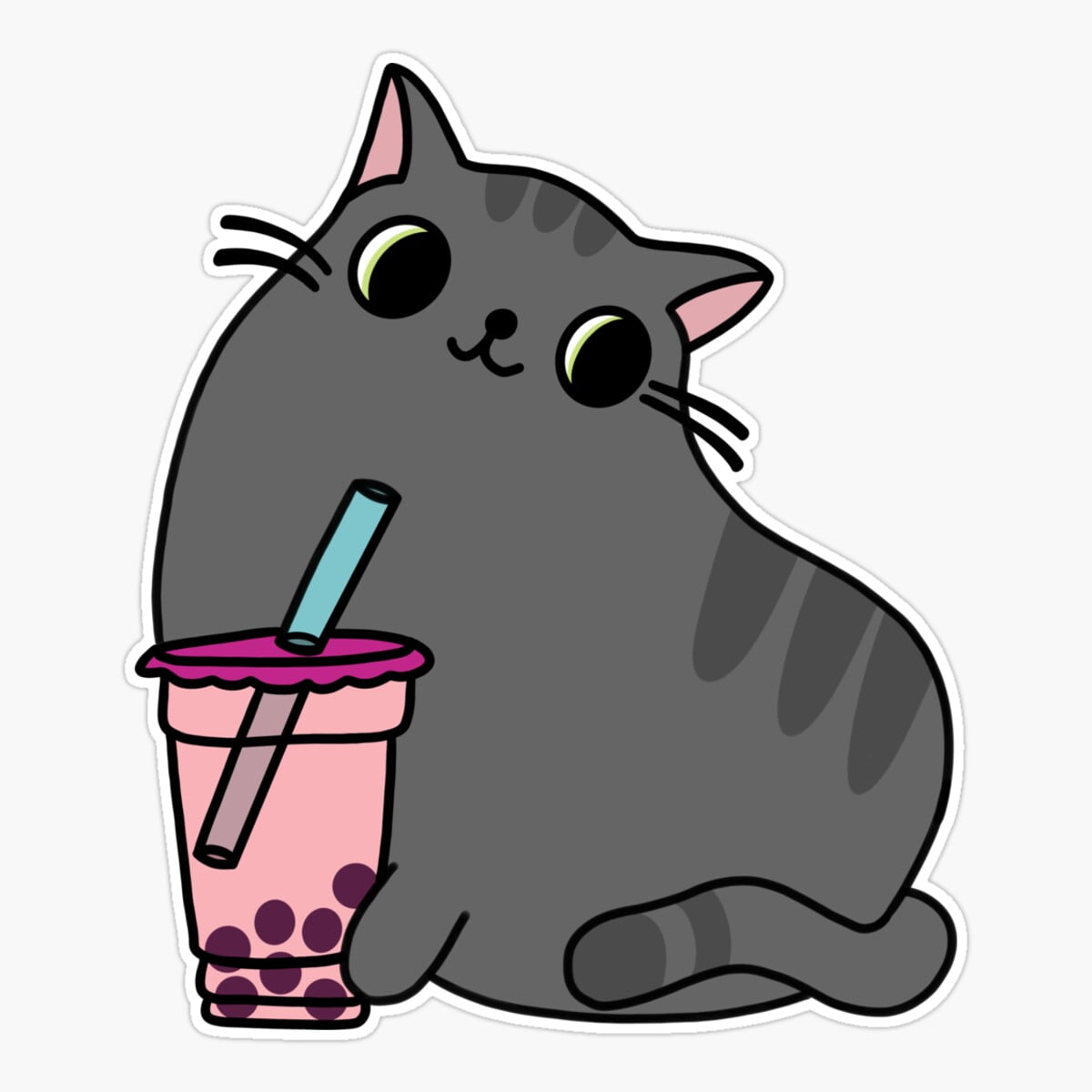 Maneki Bubble Tea Boba Cat Er, Phone Decal Water Bottle Stickers Car ...