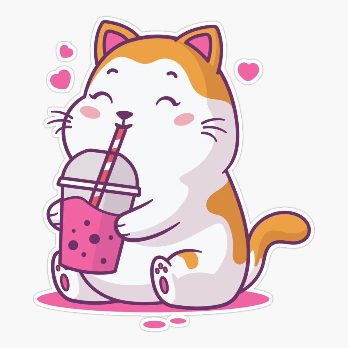 Maneki Bubble Tea Kitten Kawaii Er, Phone Decal Water Bottle Stickers ...