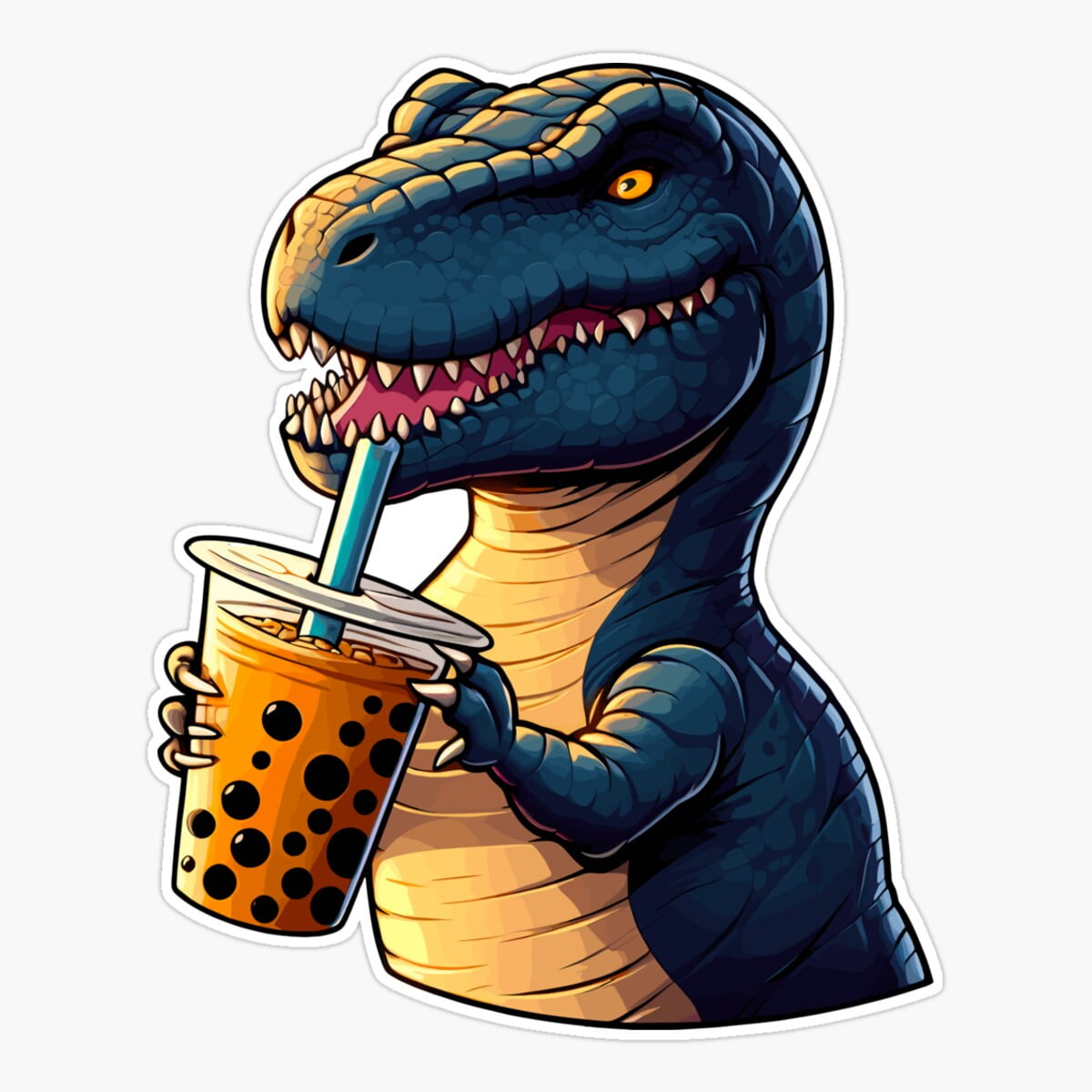 Maneki Bubble Tea Time T-Rex - Cartoon Dinosaur Er, Phone Decal Water Bottle Stickers Car Decals ...
