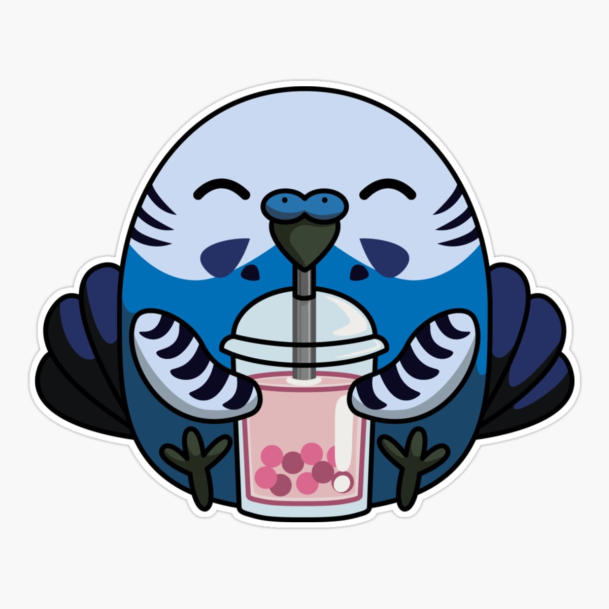 Maneki Bubbly Budgie Cute Adorable Budgie With Bubble Tea Er, Phone ...