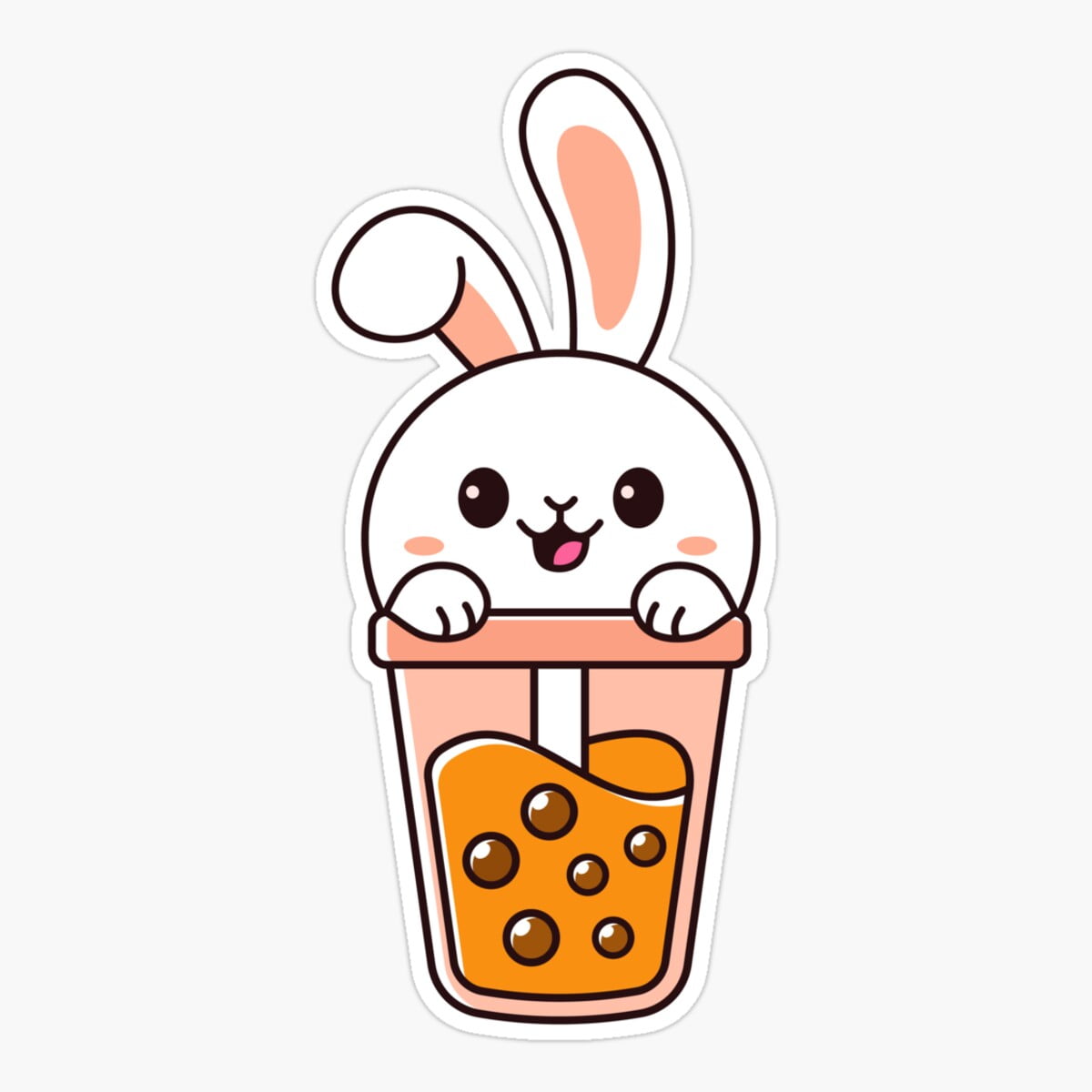 Maneki Bunny Boba Tea Kawaii Rabbit Bubble Tea Er, Phone Decal Water ...