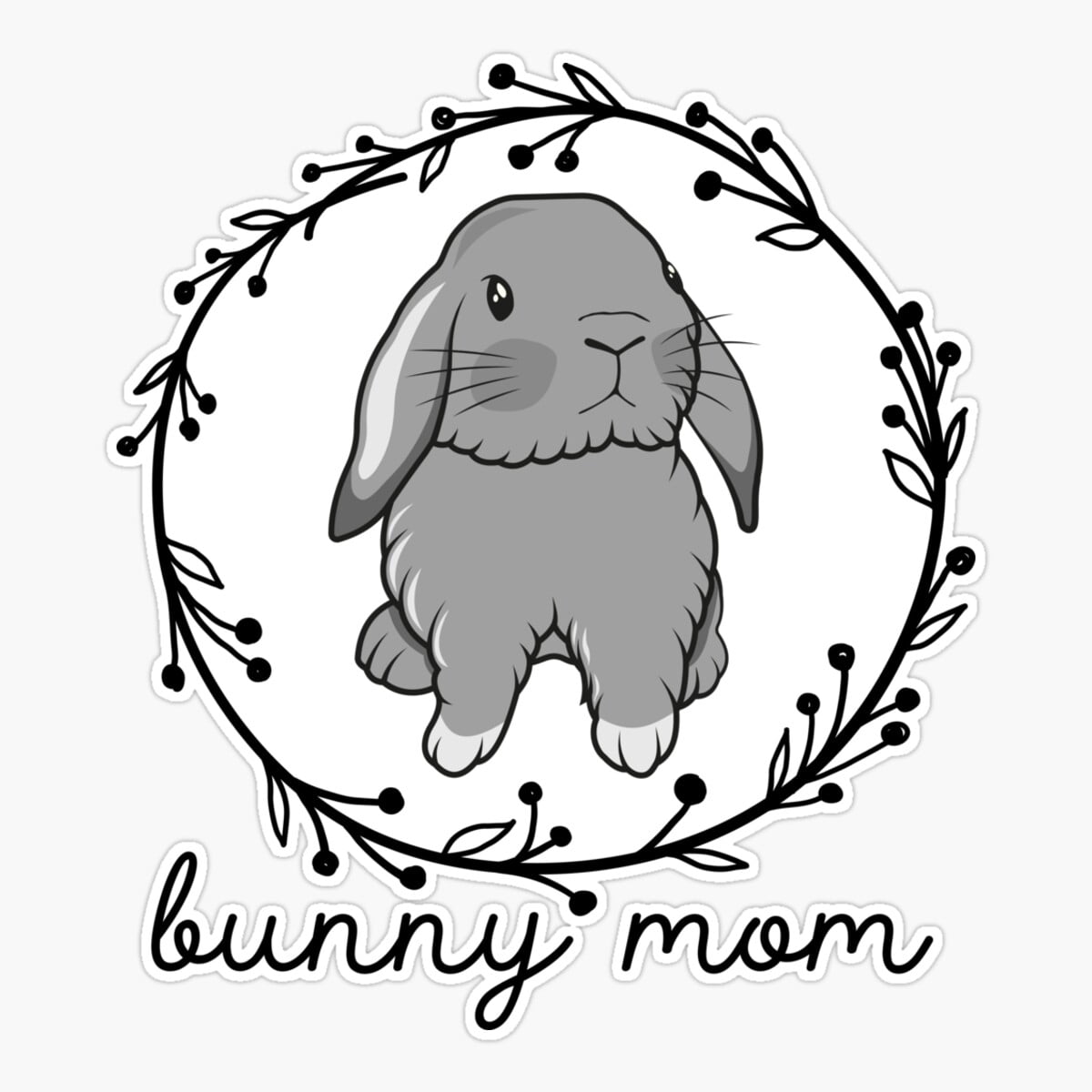 Maneki Bunny Mom Cute Holland Lop Bunny Grey Er, Phone Decal Water ...