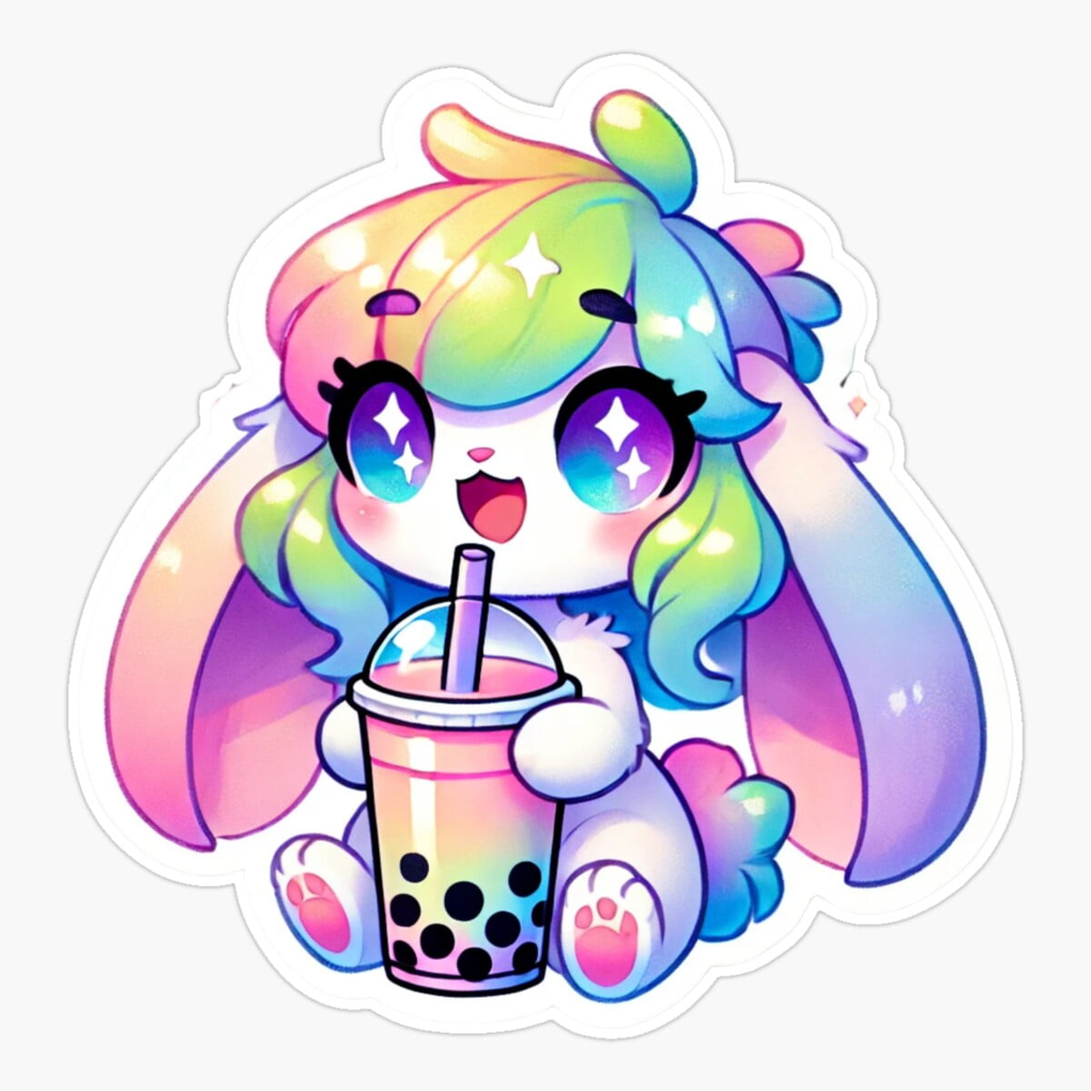 Maneki Bunny'S Boba Bliss Er, Phone Decal Water Bottle Stickers Car ...