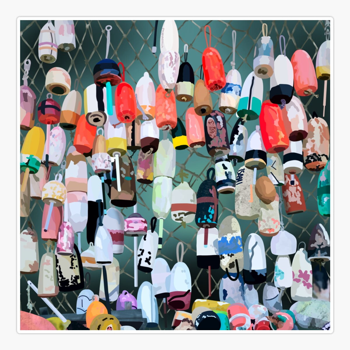 Maneki Buoy Wall-The Tin Shed Apalachicola, L Sticker, Phone Decal ...