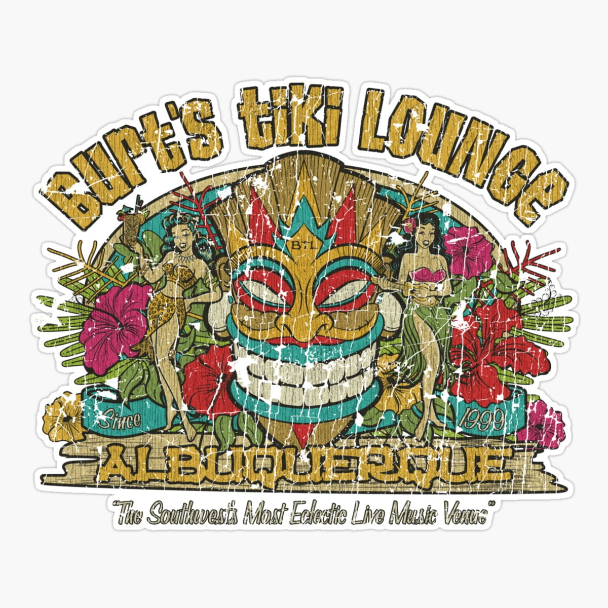 Maneki Burt'S Tiki Lounge Sticker, Phone Decal Water Bottle Stickers ...