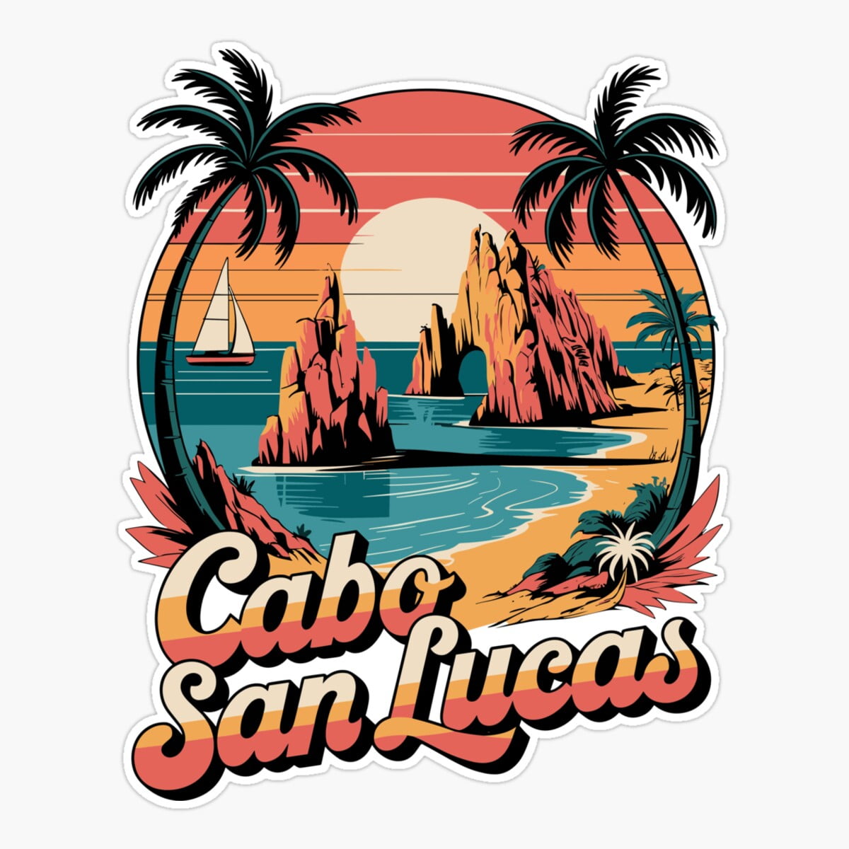 Maneki Cabo San Lucas, Vintage Summer Vacation. Sticker, Phone Decal Water Bottle Stickers Car ...