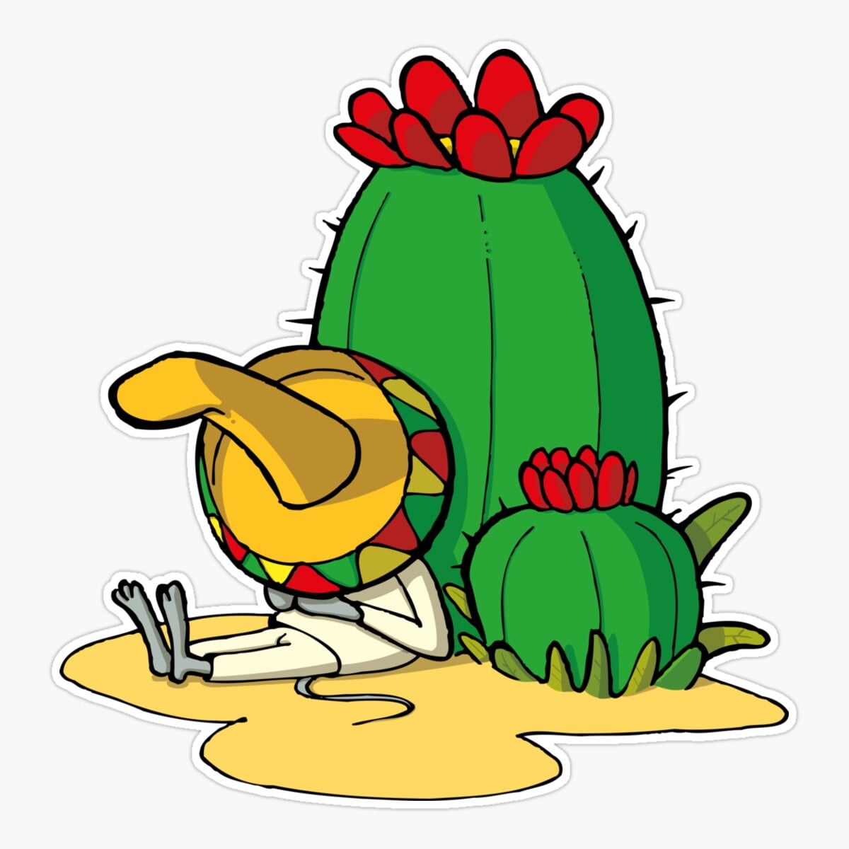 Maneki Cactus With A Napping Mouse Sticker, Phone Decal Water Bottle ...