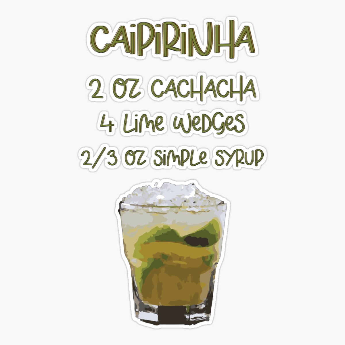 Maneki Caipirinha Cocktail Recipe Sticker, Phone Decal Water Bottle ...
