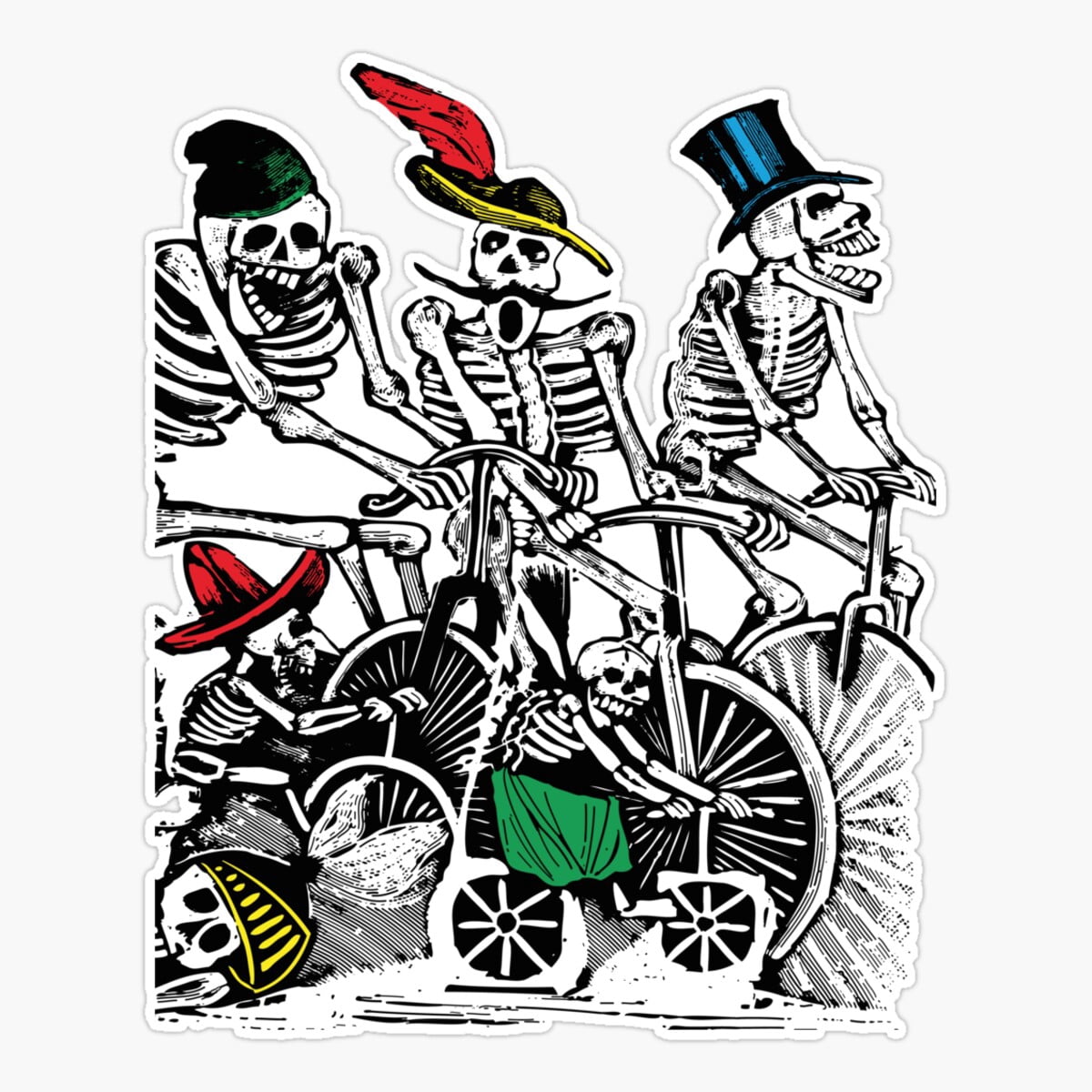 Maneki Calavera Cyclists | Skeletons On Bikes | Day O The Dead | Dia De ...