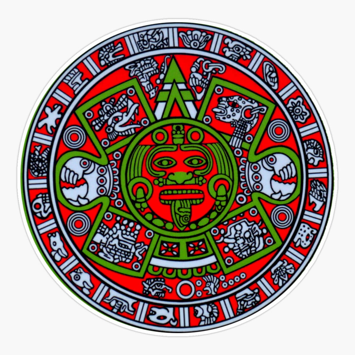 Maneki Calendario Azteca Mexicano Sticker, Phone Decal Water Bottle ...