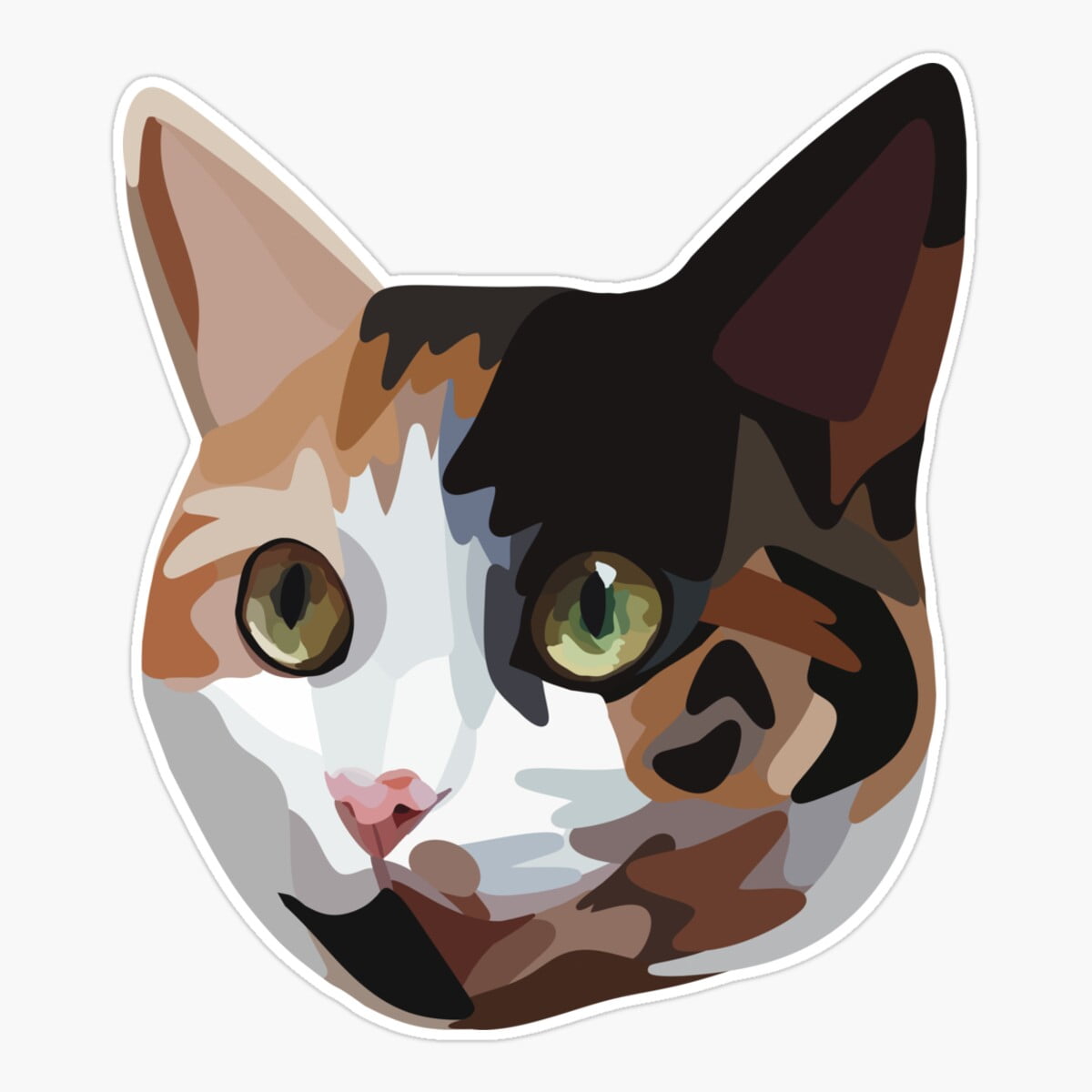 Maneki Calico Cat - Digital Art Sticker, Phone Decal Water Bottle ...