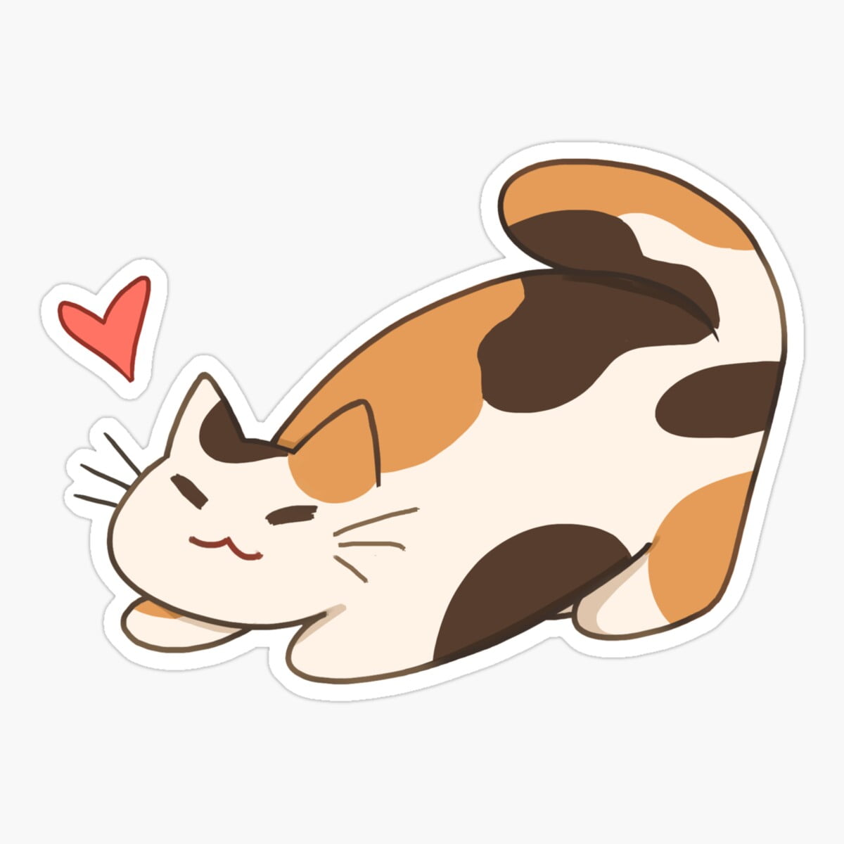 Maneki Calico Cat Stretching ♥ Sticker, Phone Decal Water Bottle ...