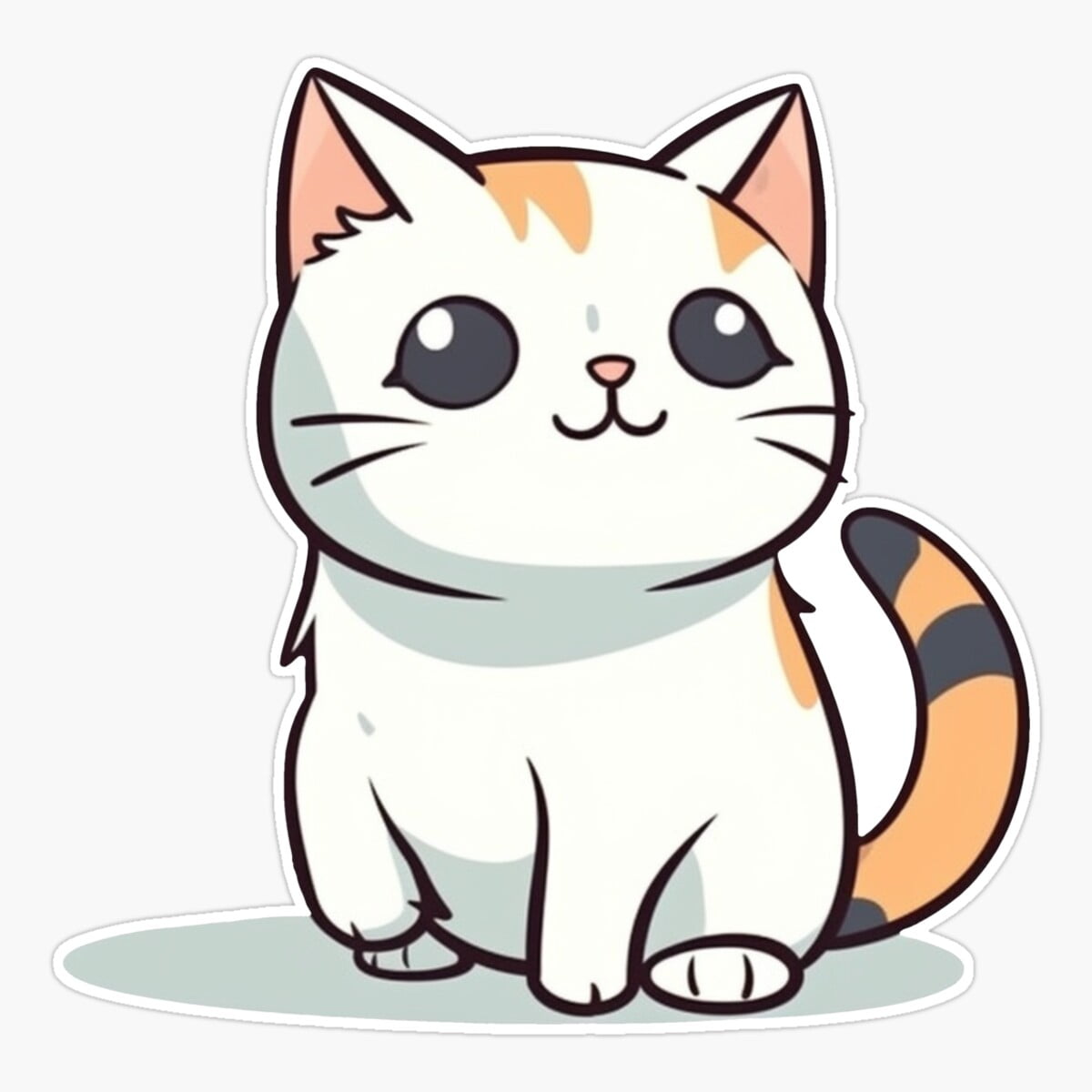 Maneki Calico Cute Cat, Cartoon Style Cat, Sticker, Illustration ...