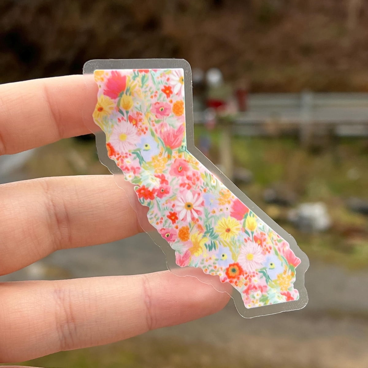 Maneki California Floral State Clear Sticker, Floral Sticker, Travel ...