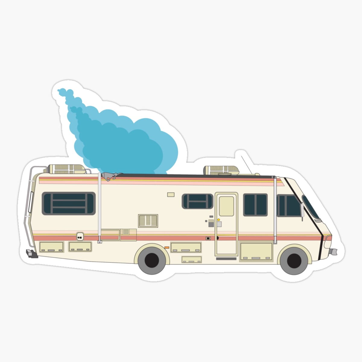 Maneki Camper Van Blue Smoke Sticker, Phone Decal Water Bottle Stickers ...