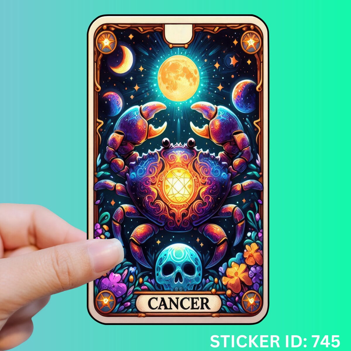 Maneki Cancer Tarot Card Sticker Laptop Sticker Tarot Sticker Zodiac ...
