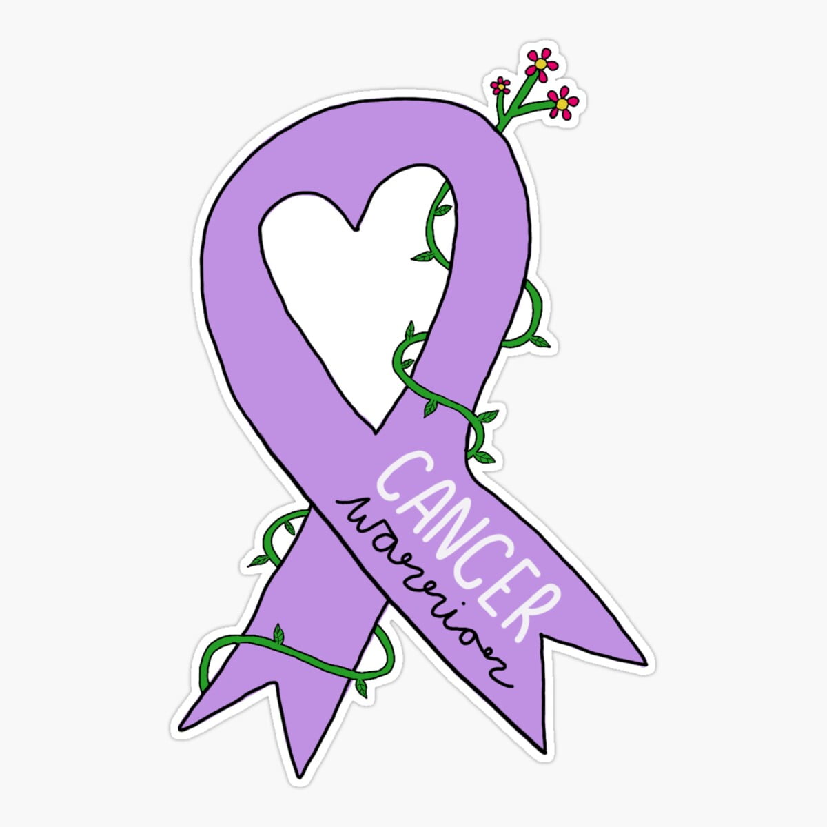 Maneki Cancer Warrior Awareness Ribbon Er, Phone Decal Water Bottle ...