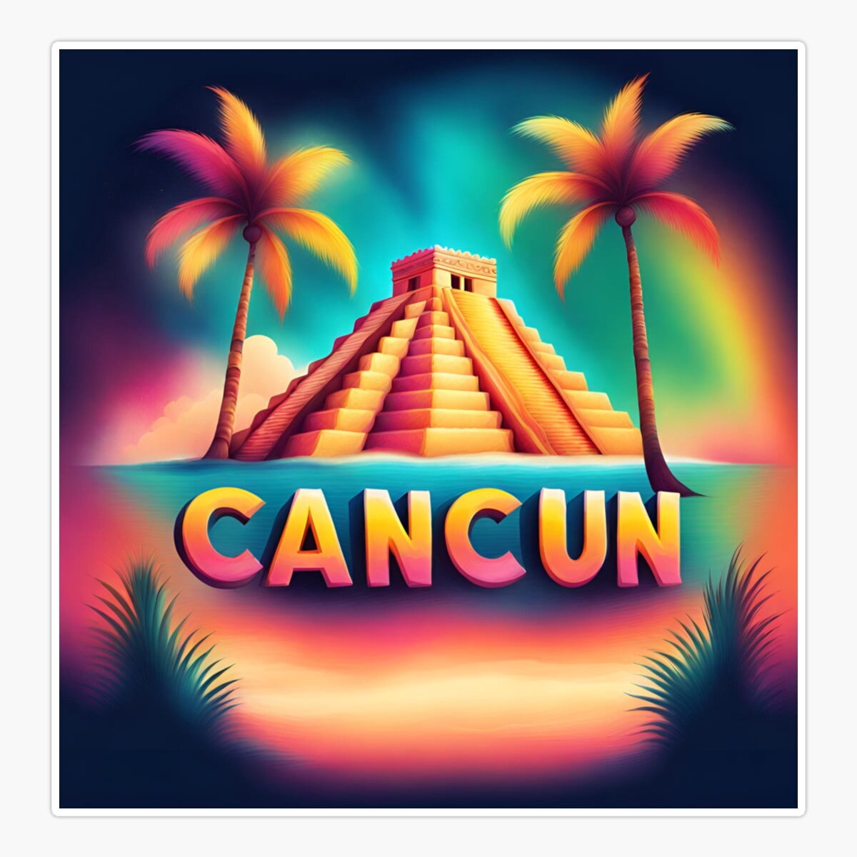 Maneki Cancun Mexico Beach Sticker, Phone Decal Water Bottle Stickers ...