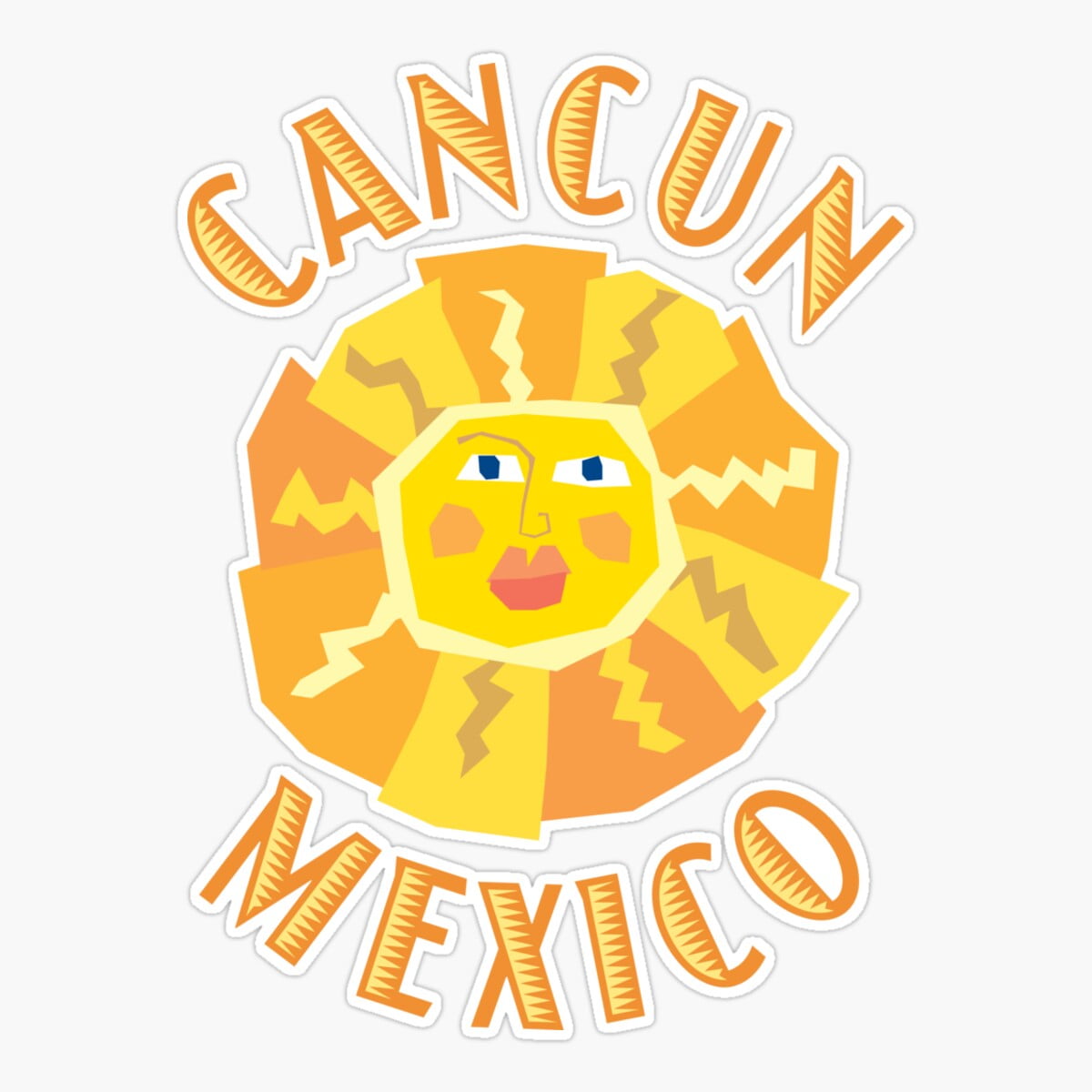 Maneki Cancun Mexico Happy Sun Design Sticker, Phone Decal Water Bottle ...