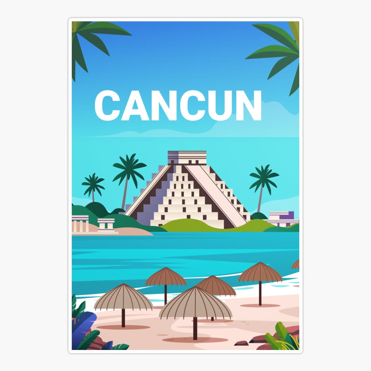 Maneki Cancun Mexico Travel Sticker, Phone Decal Water Bottle Stickers ...