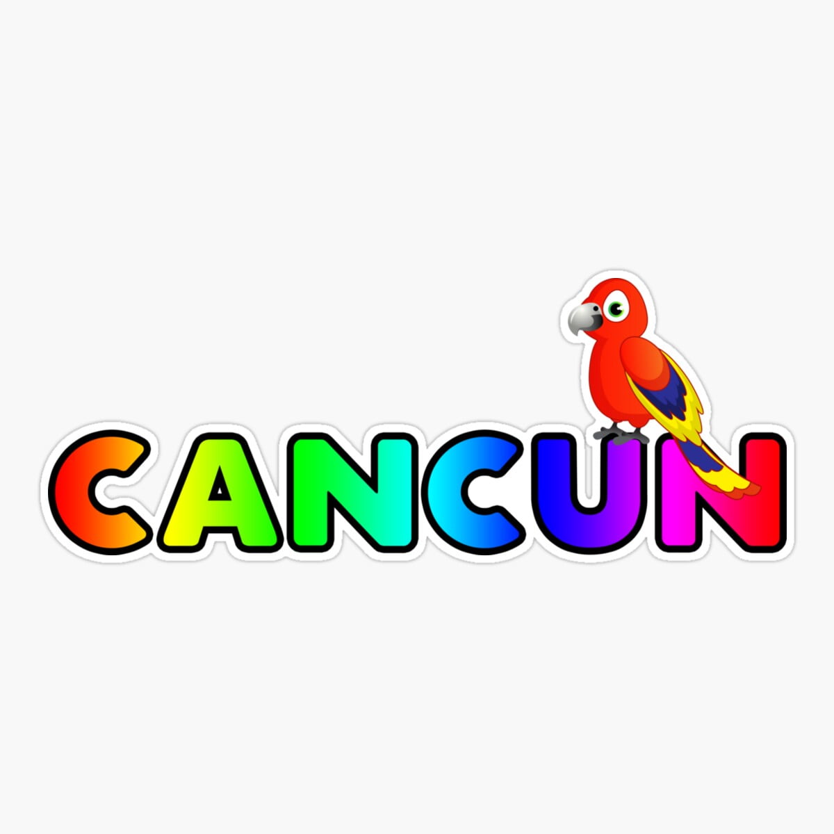 Maneki Cancun Mexico Tropical Parrot Typography Beach Caribbean Sea ...