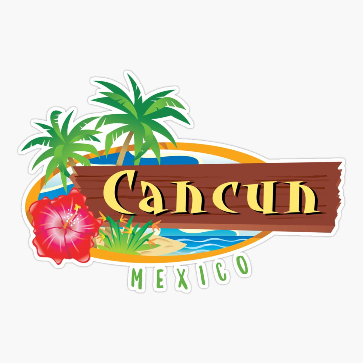 Maneki Cancun Mexico Vintage Mid-Century Design Sticker, Phone Decal ...