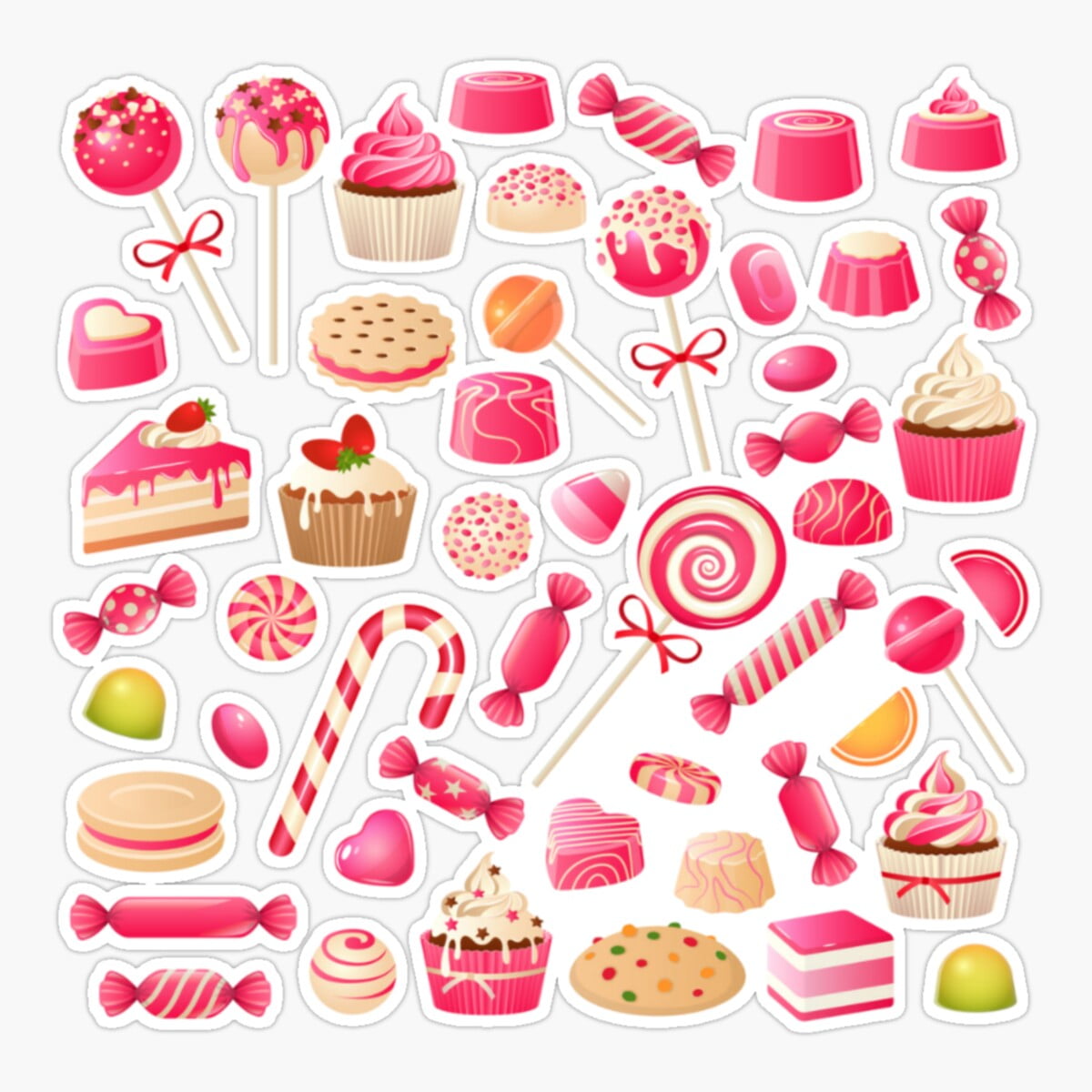Maneki Candy Pattern Sweet Desserts Chocolate Candies Sticker, Phone ...