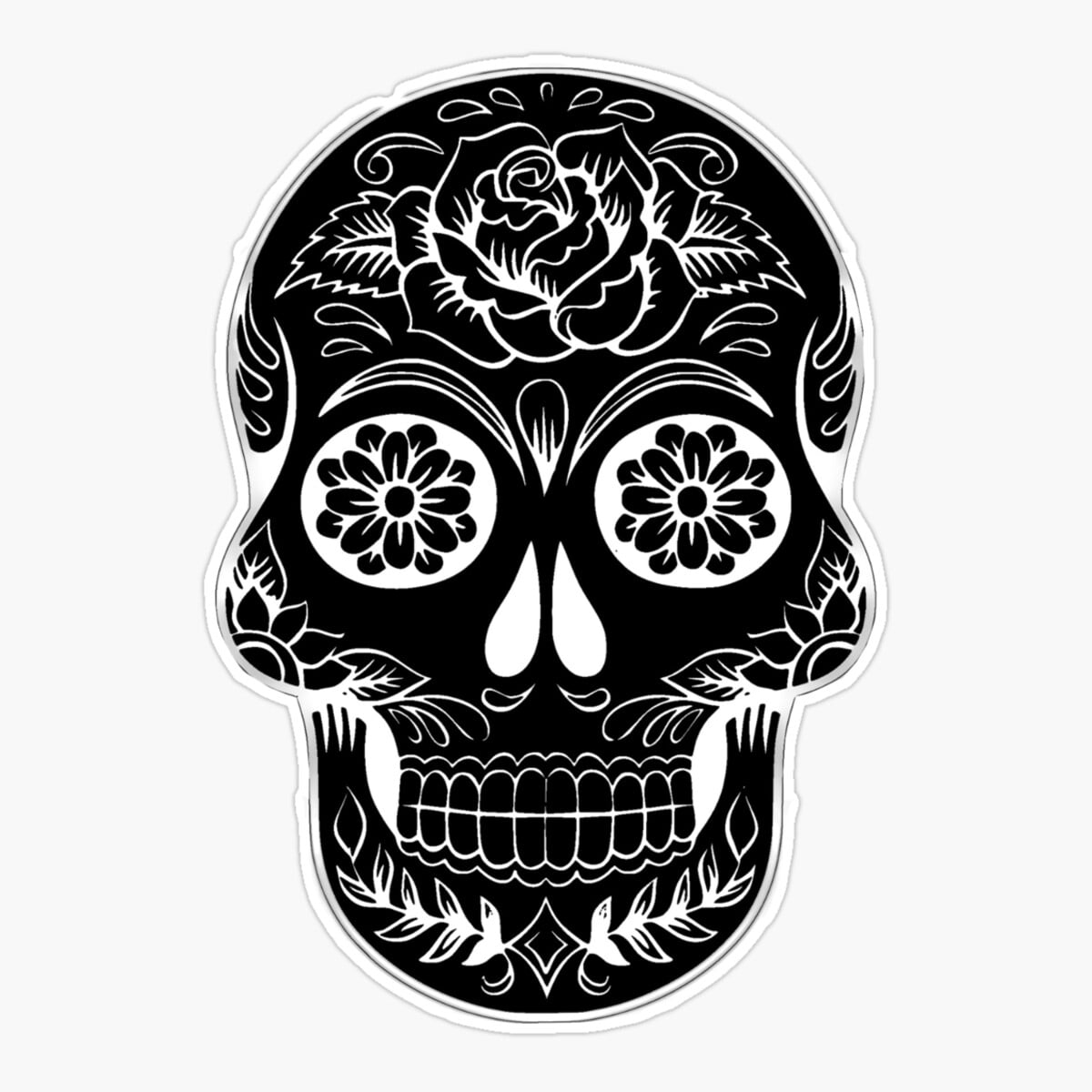 Maneki Candy Skull Black Sticker, Phone Decal Water Bottle Stickers Car ...