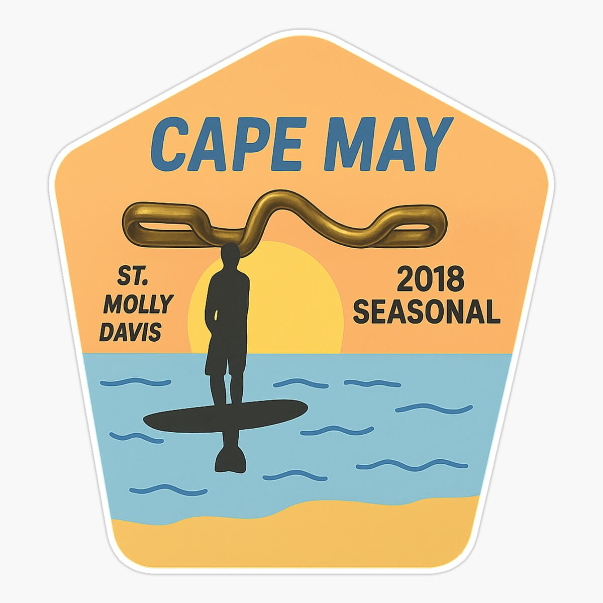 Maneki Cape May Beach Badge Jersey Shore Sticker, Phone Decal Water ...