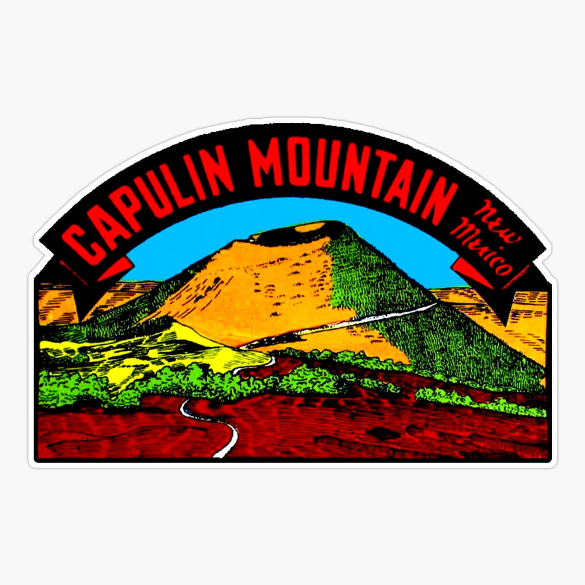 Maneki Capulin Mountain Volcano New Mexico Vintage Travel Decal Sticker ...