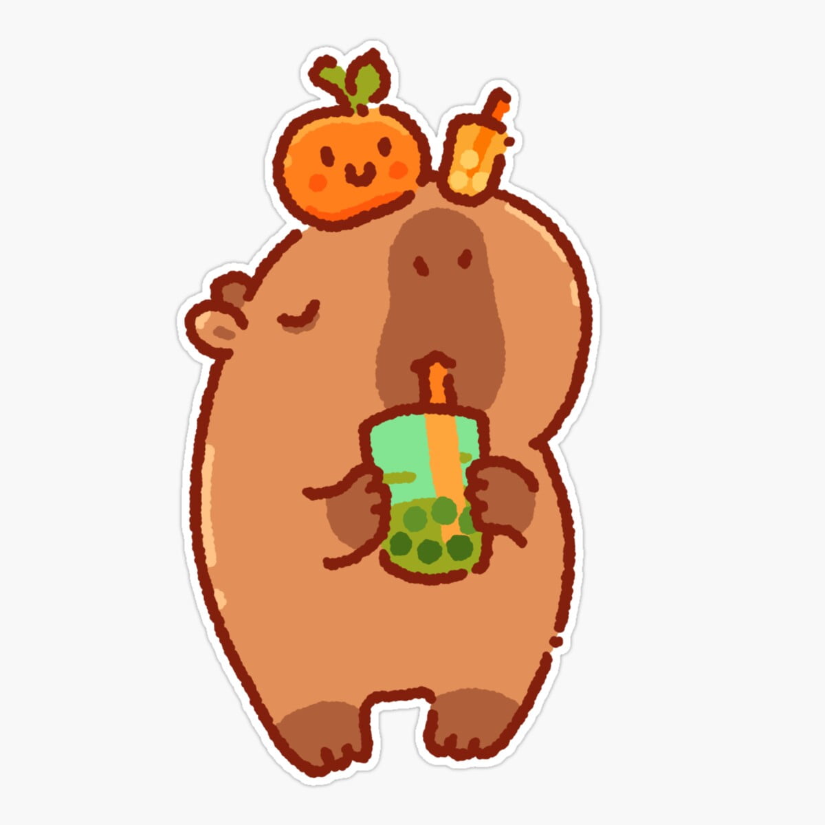 Maneki Capybara Boba, Funny Capybara Illustration, Cute Cartoon ...