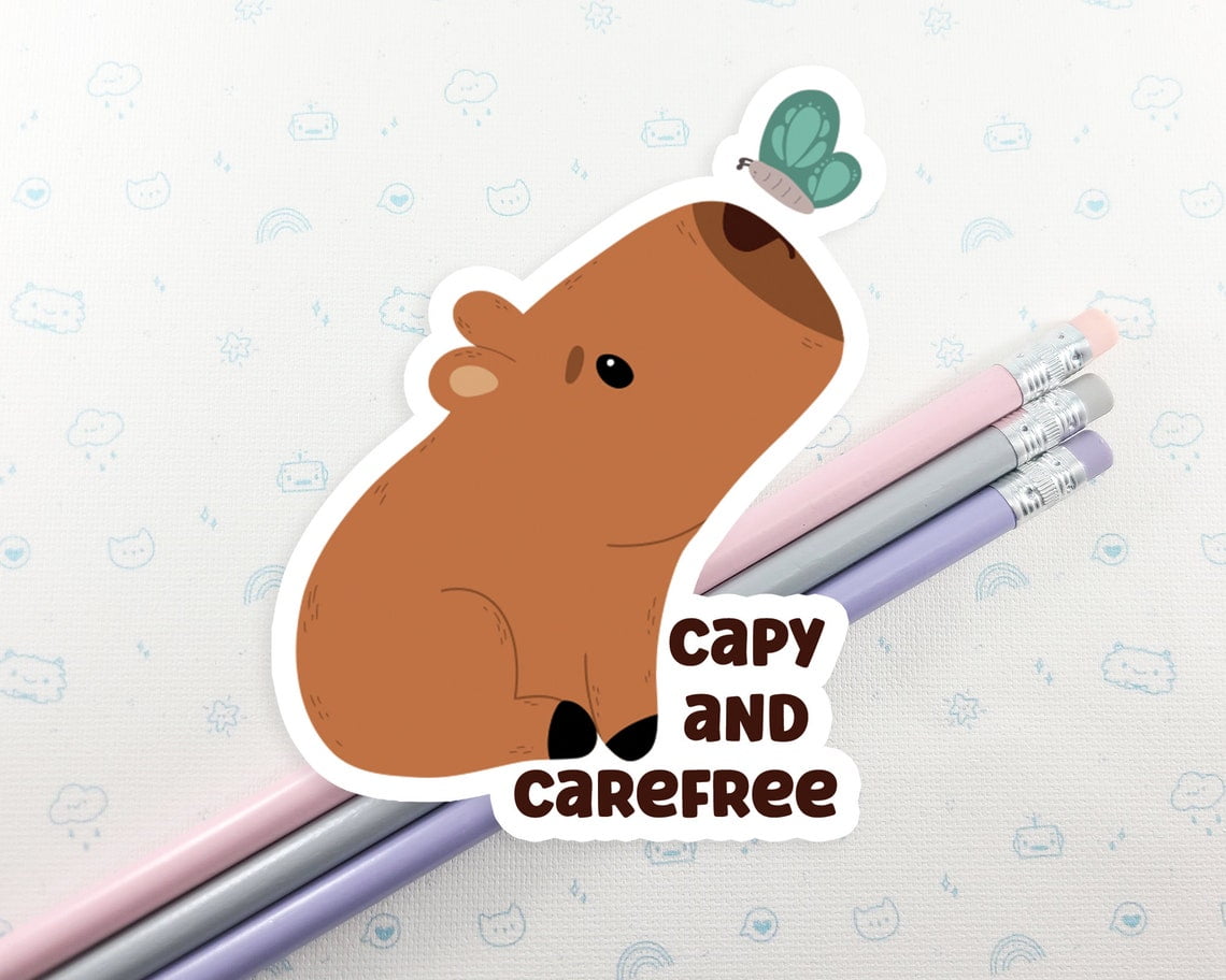 Maneki Capybara Capy And Carefree Vinyl Er, Laptop Decal, Funny ...