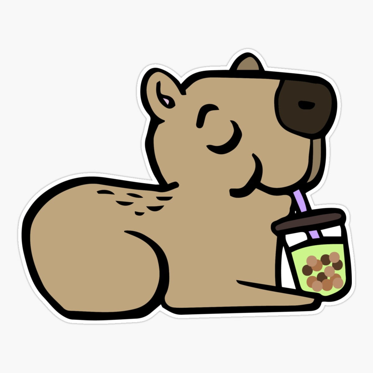 Maneki Capybara With Bubble Tea Er, Phone Decal Water Bottle Stickers ...