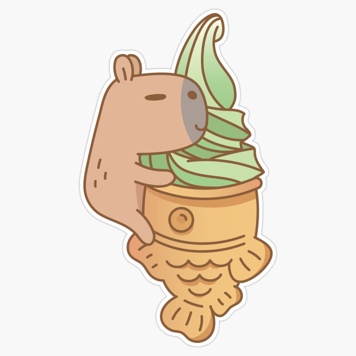 Maneki Capybara With Matcha Taiyaki Ice Cream Er, Phone Decal Water ...