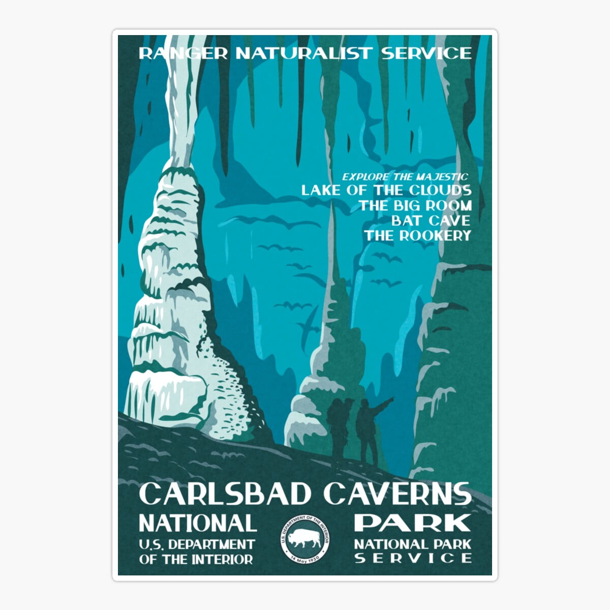 Maneki Carlsbad Caverns Vintage Wpa Poster Sticker, Phone Decal Water ...