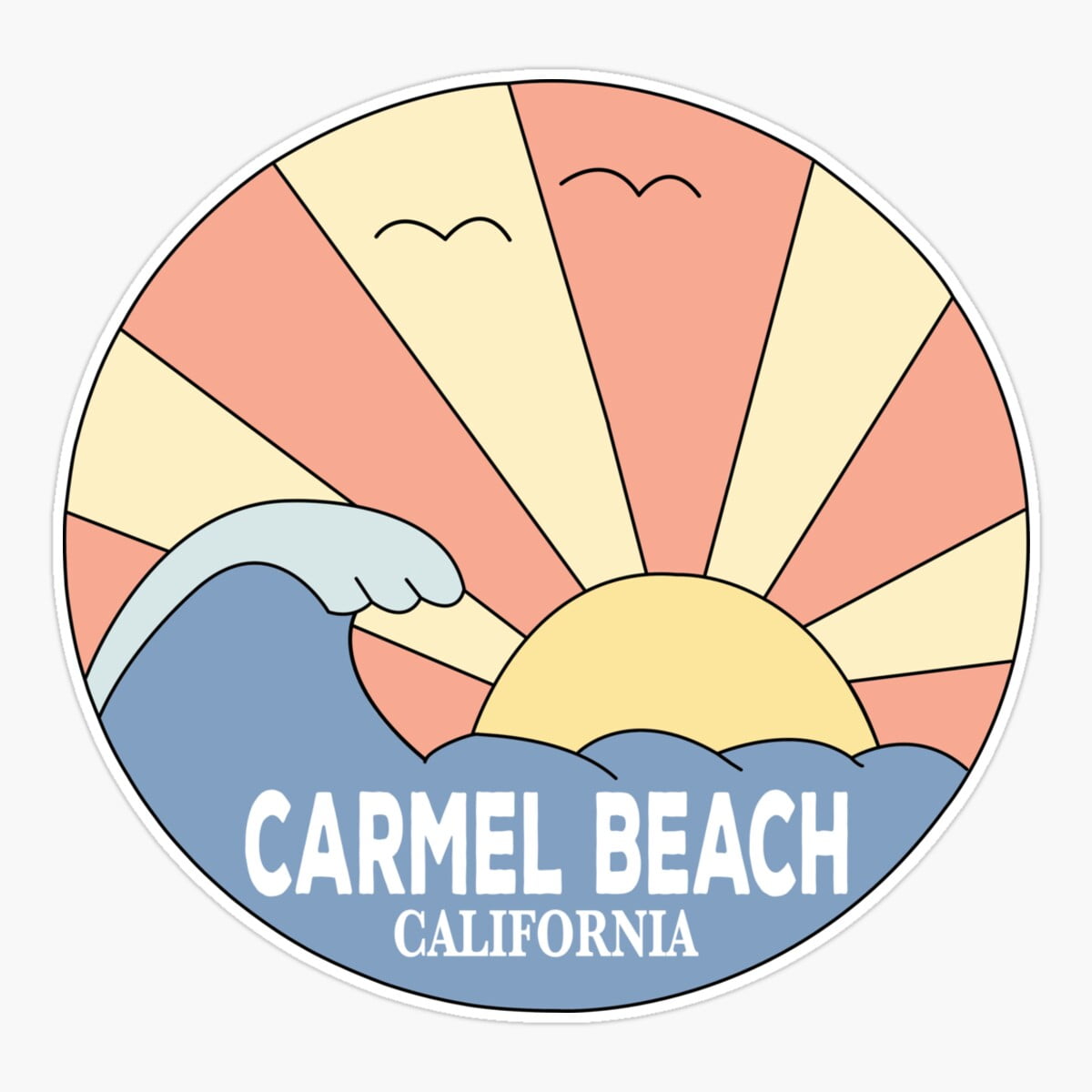 Maneki Carmel Beach California Sticker, Phone Decal Water Bottle ...